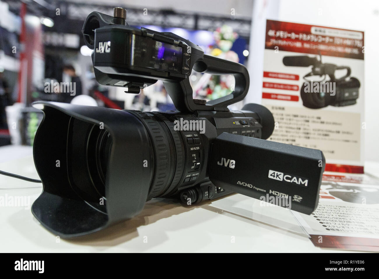 Chiba, Japan. 15th Nov, 2018. New JVC video camera on display during ...
