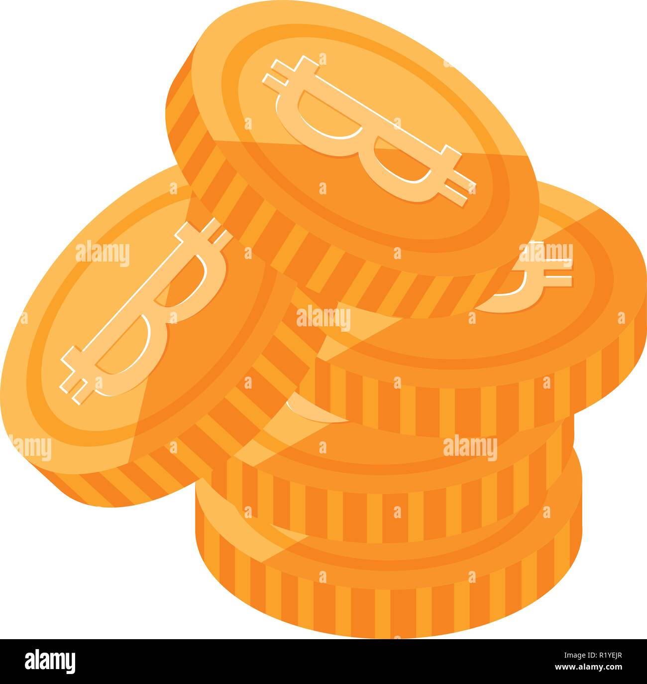stack of bitcoin coins over white background, vector illustration Stock ...