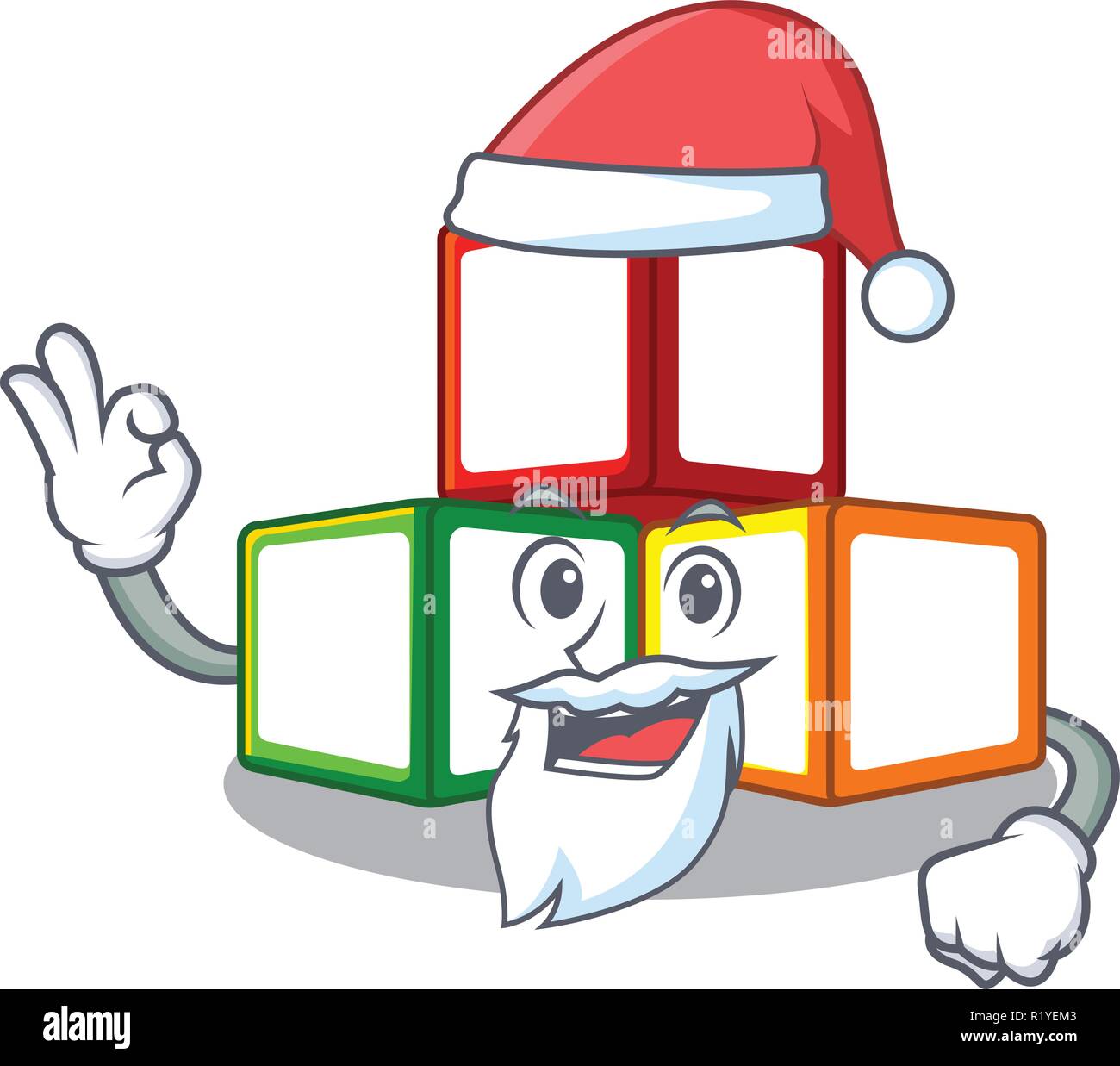 Santa toy blocks on cube boxes mascot Stock Vector Image & Art - Alamy