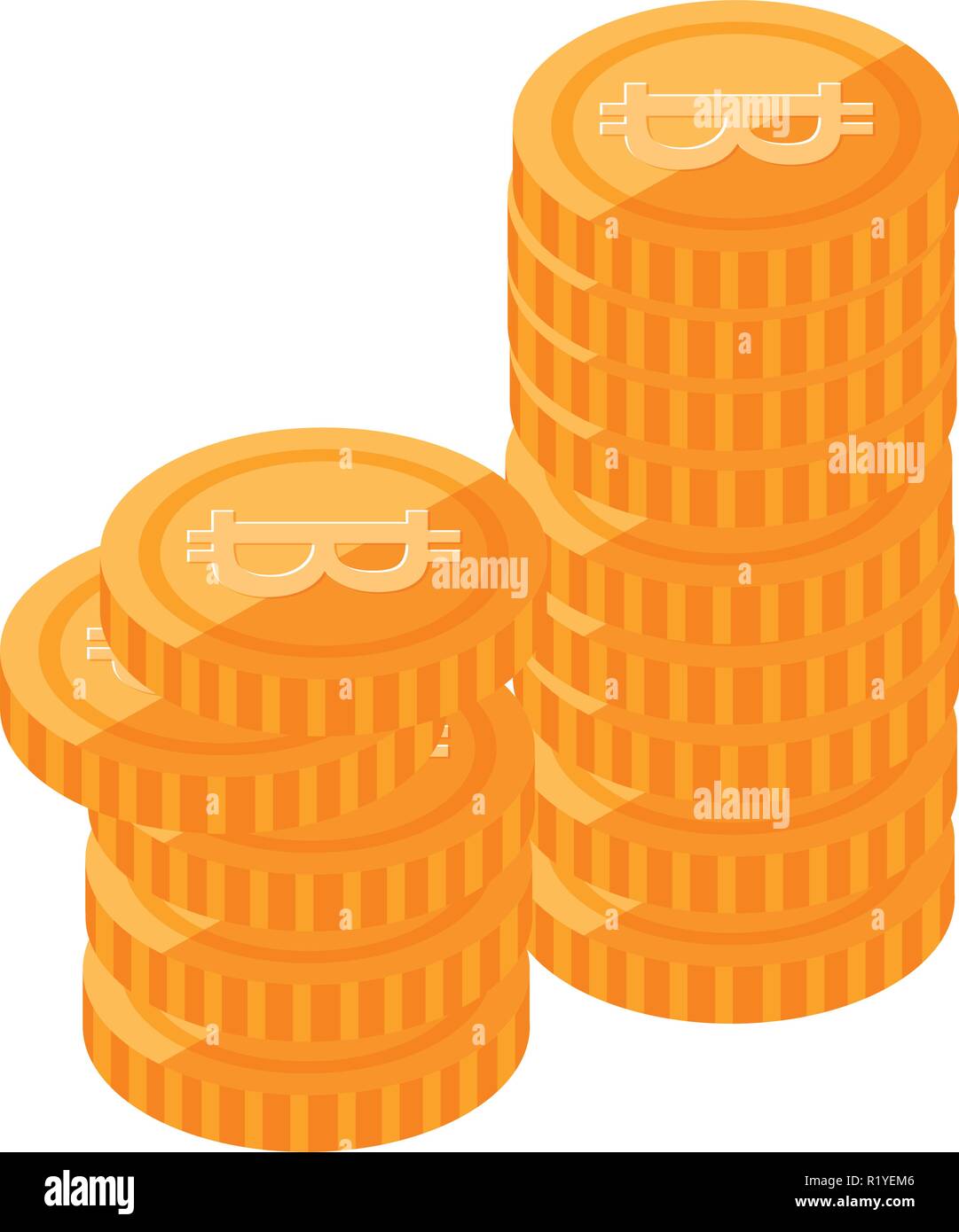 stack of bitcoin coins over white background, vector illustration Stock ...