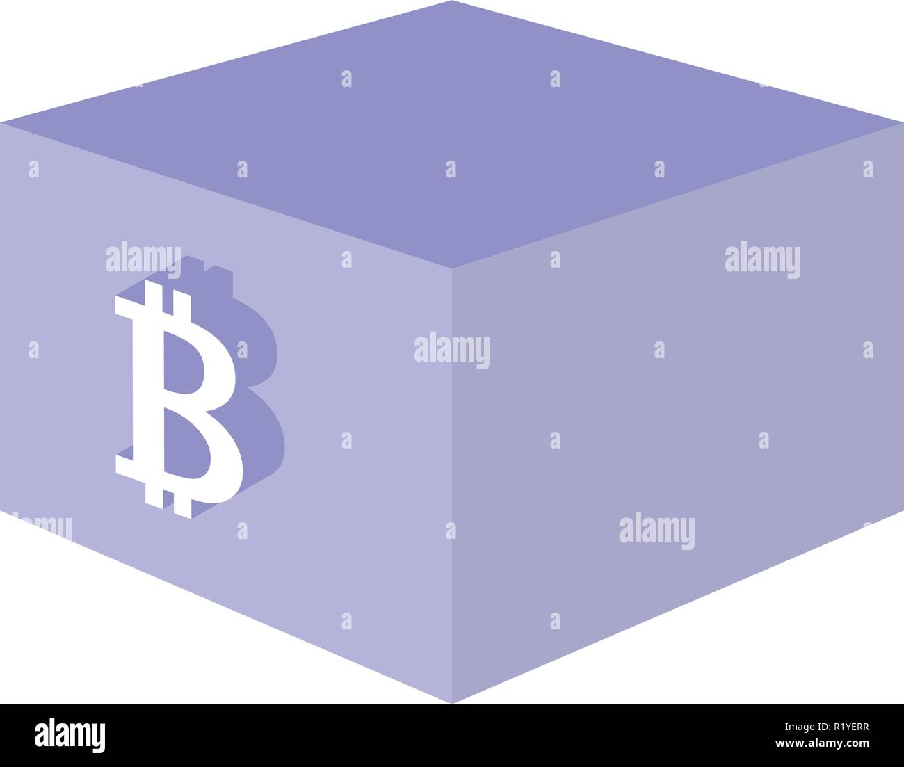 cube with bitcoin symbol over white background, vector illustration ...