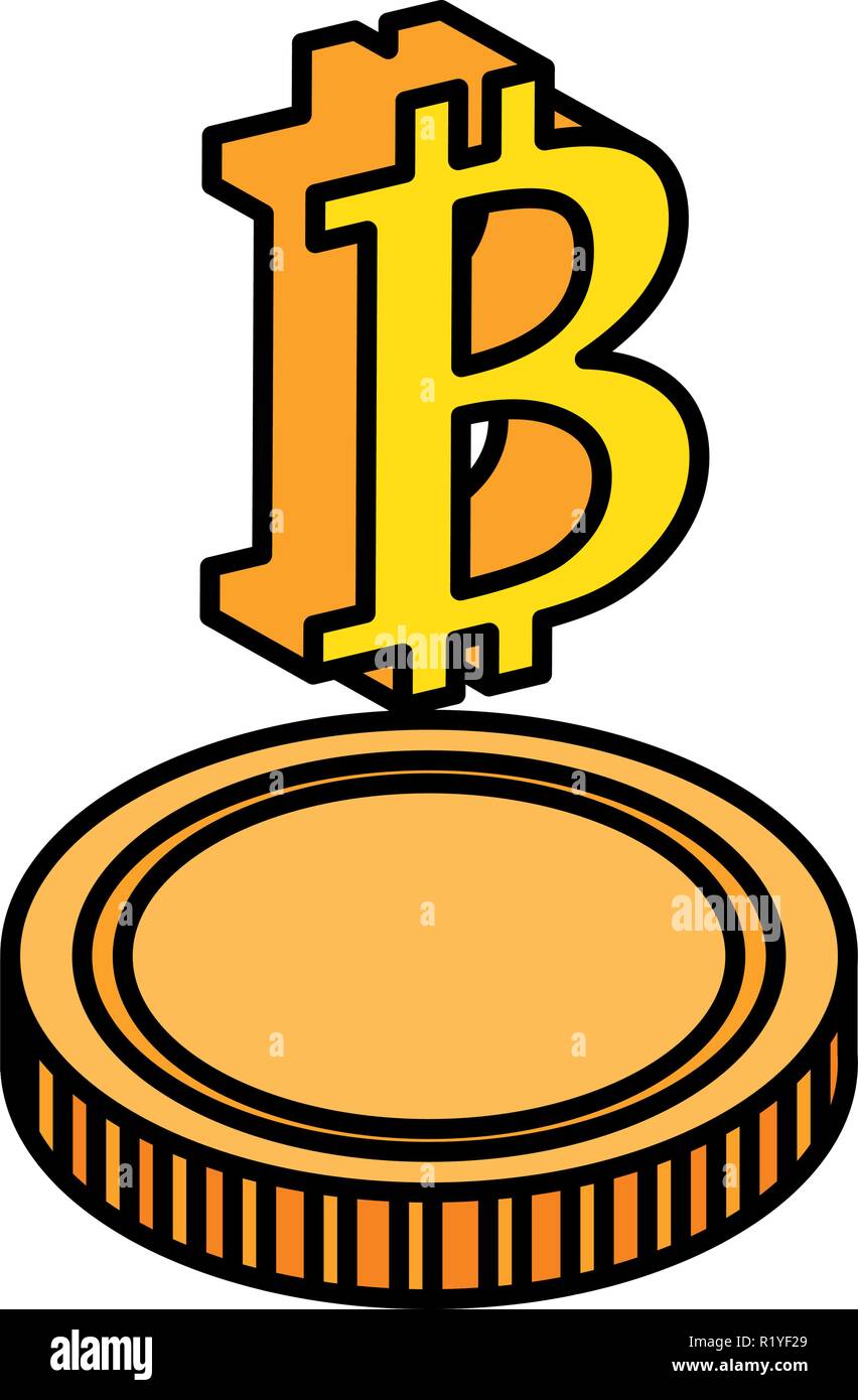 bitcoin symbol and coin over white background, vector illustration ...