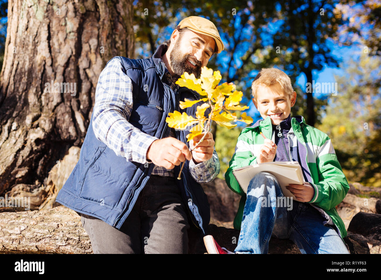 Joyful positive man holding a tree branch Stock Photo - Alamy Joyful positive man holding a tree branch Stock Photo - Alamy