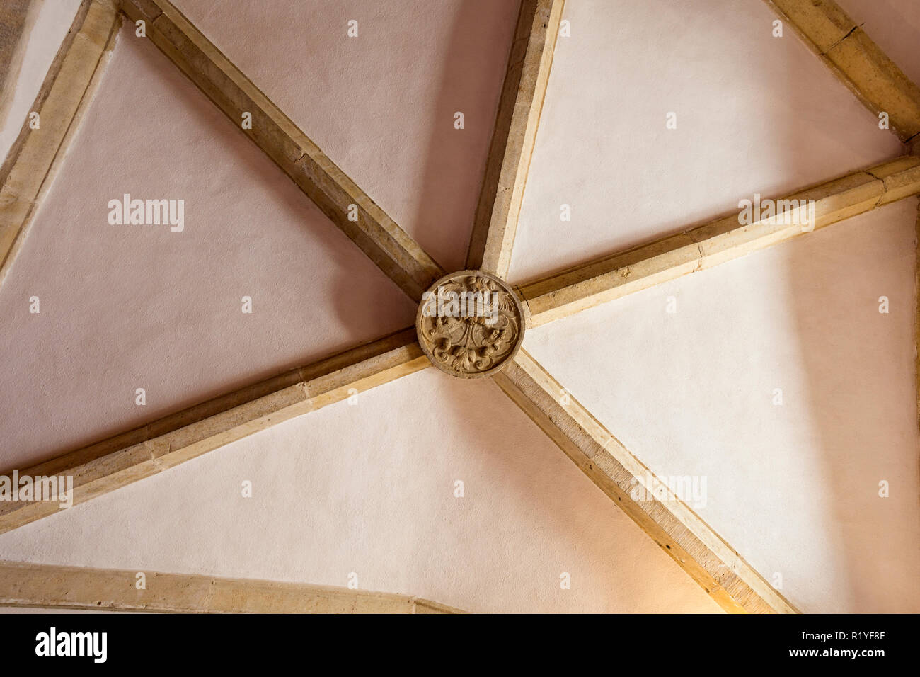 Individual ribbed vault center in each of the cells of the Convent of ...