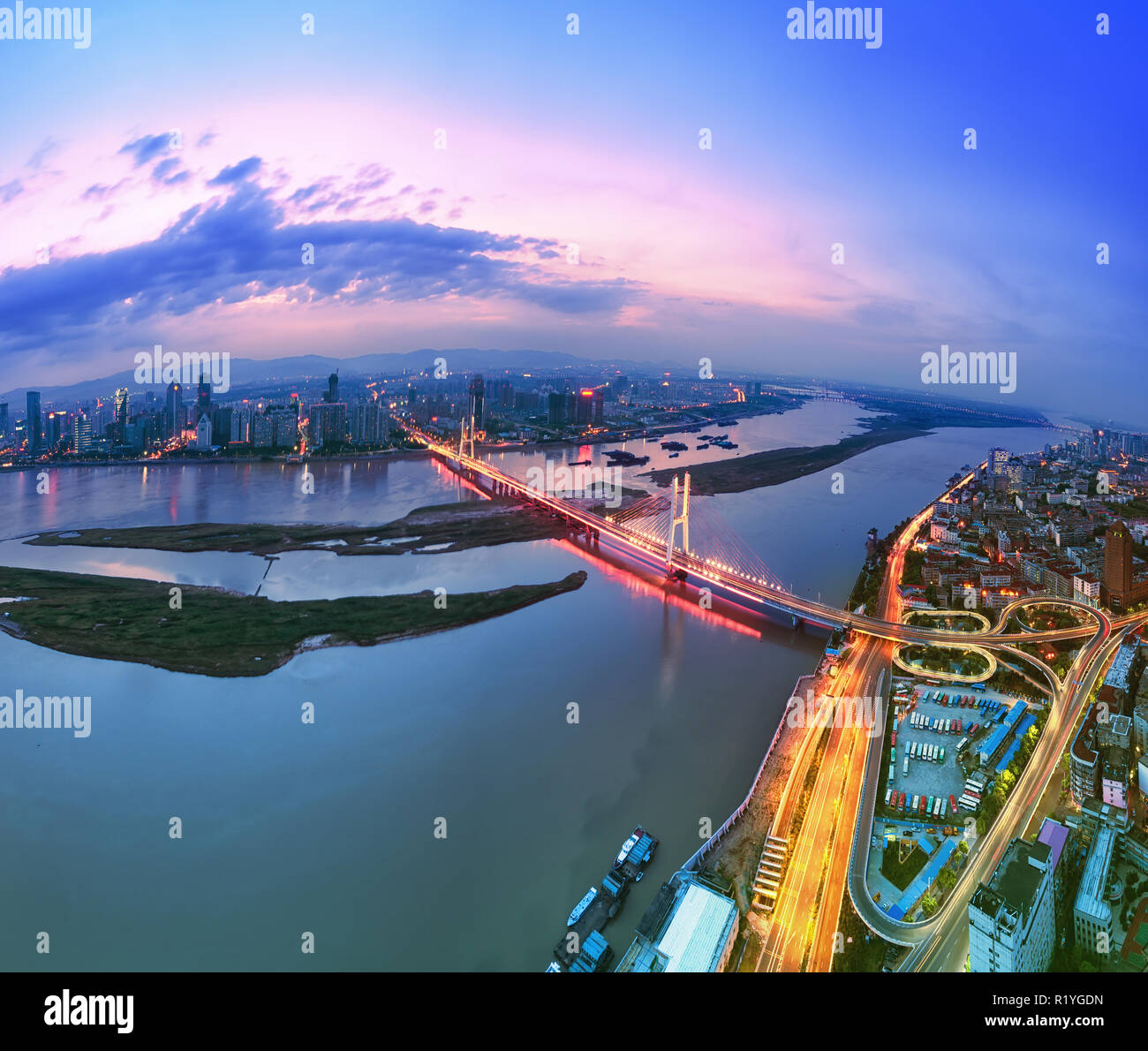 High-altitude city night scene Stock Photo - Alamy