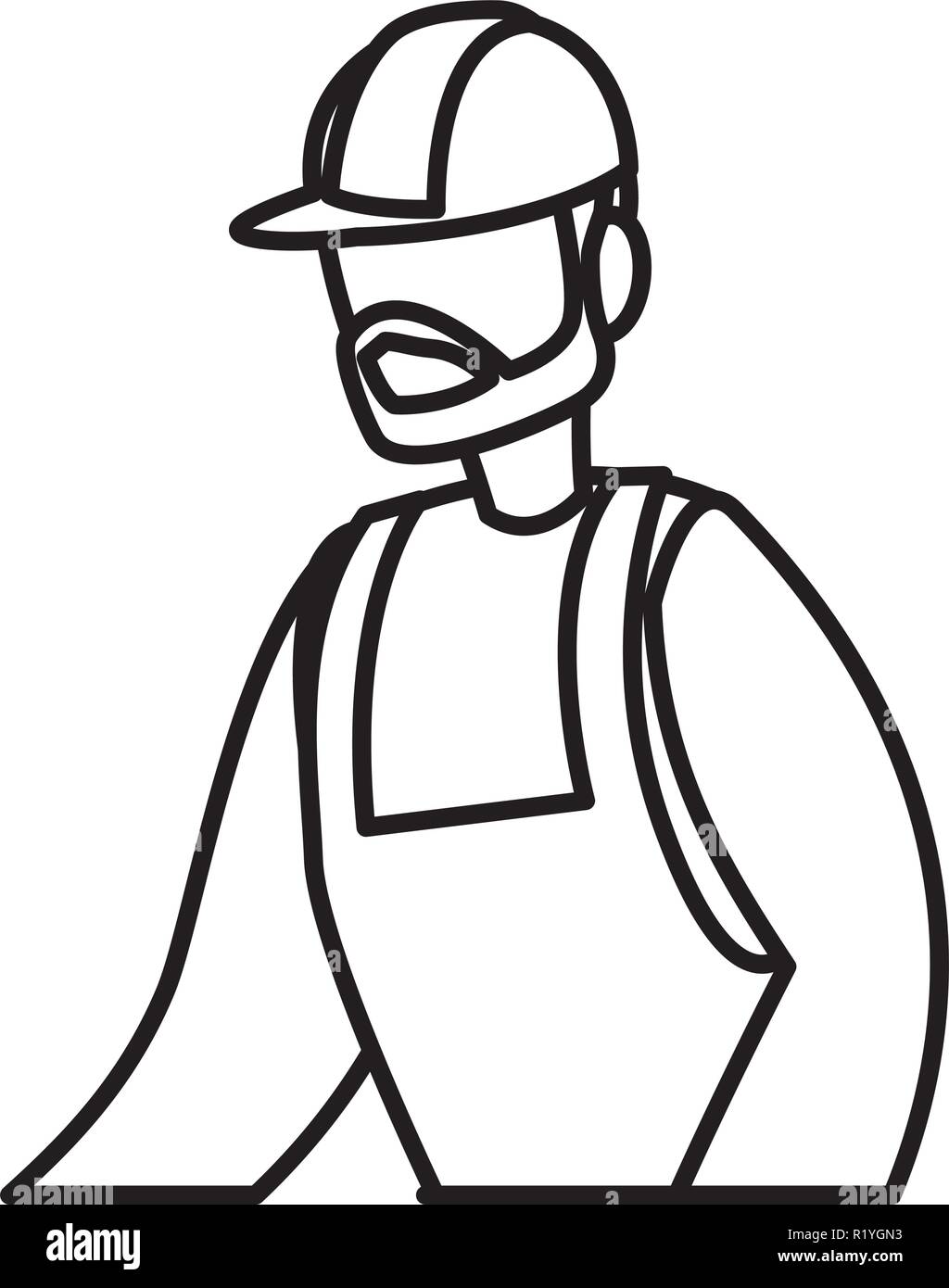 builder with safety helmet over white background, vector illustration ...