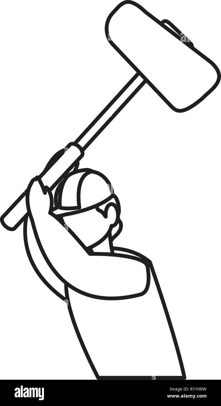 avatar builder with a hammer over white background, vector illustration ...