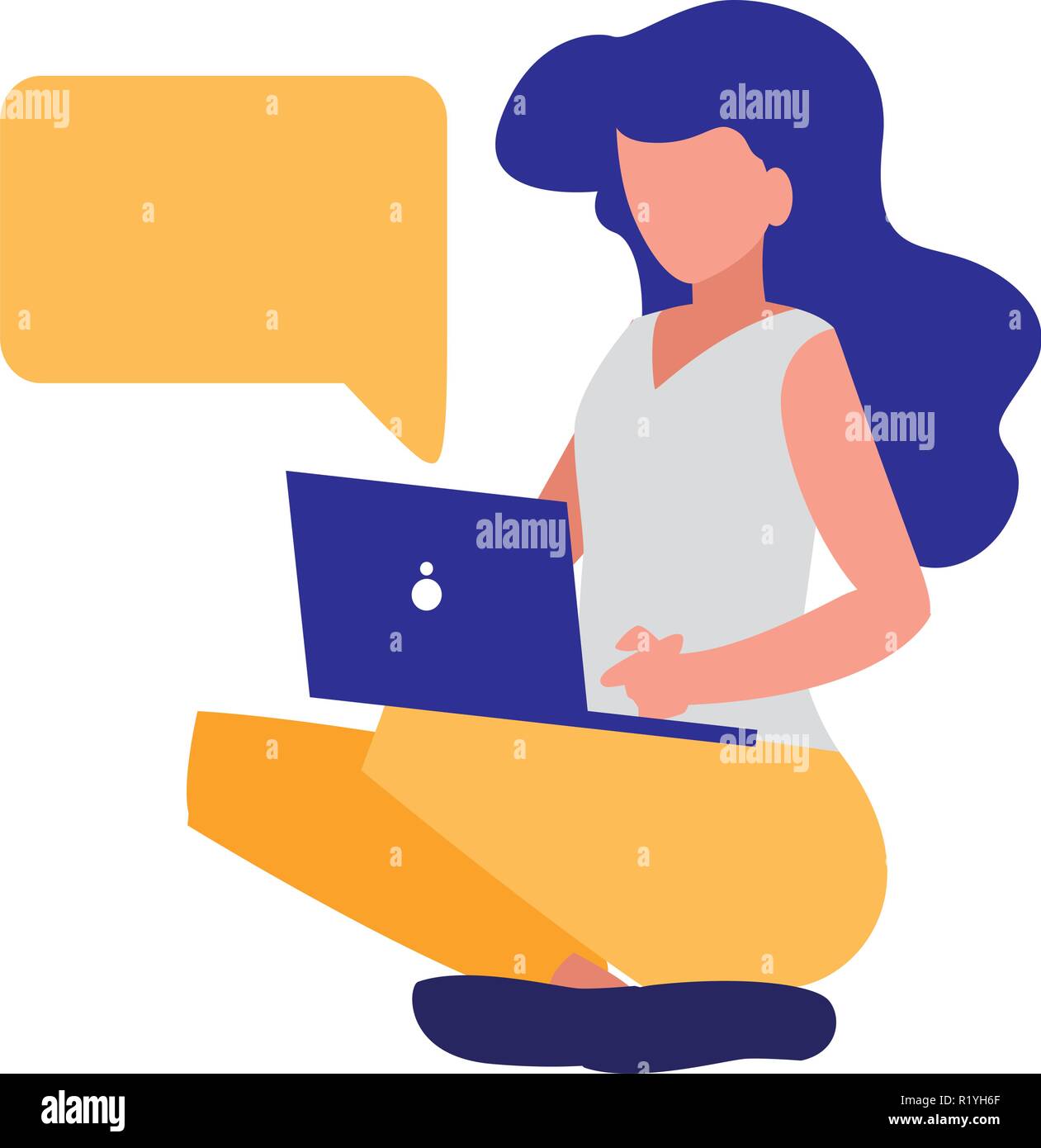 woman chating on a laptop computer over white background, vector ...