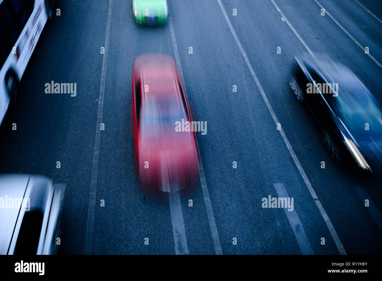 cars in highway with blur motion Stock Photo - Alamy
