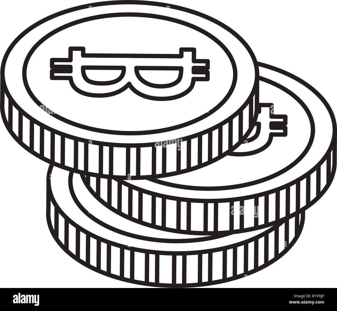 stack of bitcoin coins over white background, vector illustration Stock ...