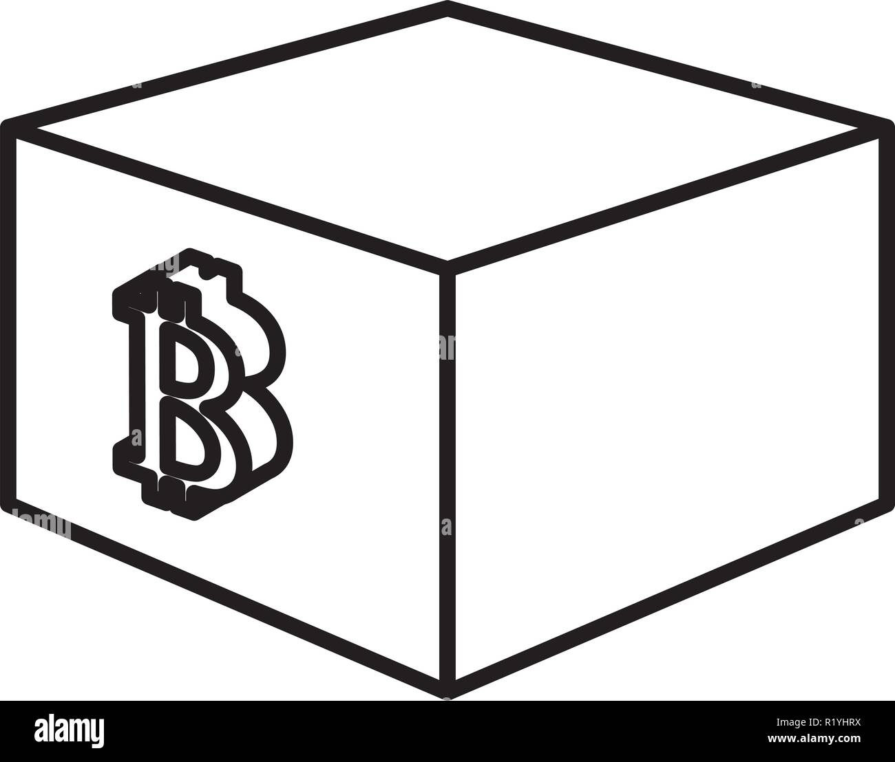 cube with bitcoin symbol over white background, vector illustration ...