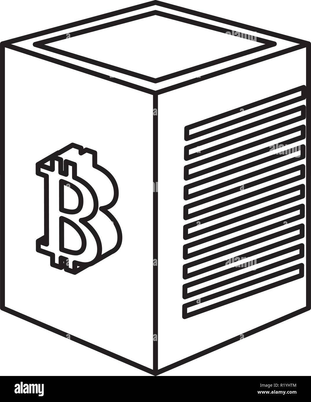 cube with bitcoin symbol over white background, vector illustration ...