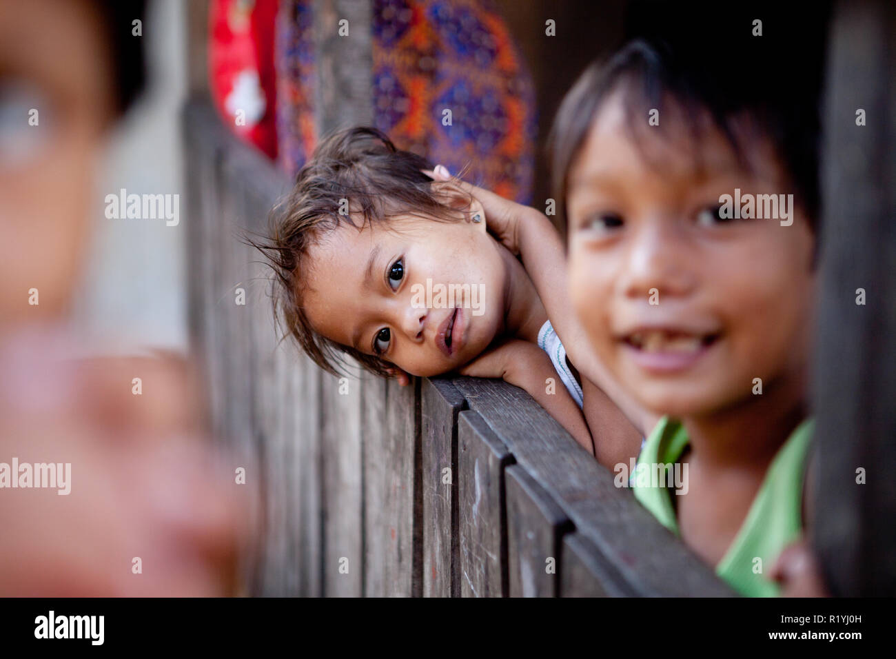 Children within a Badjao community along a coastal area of Cebu City ...