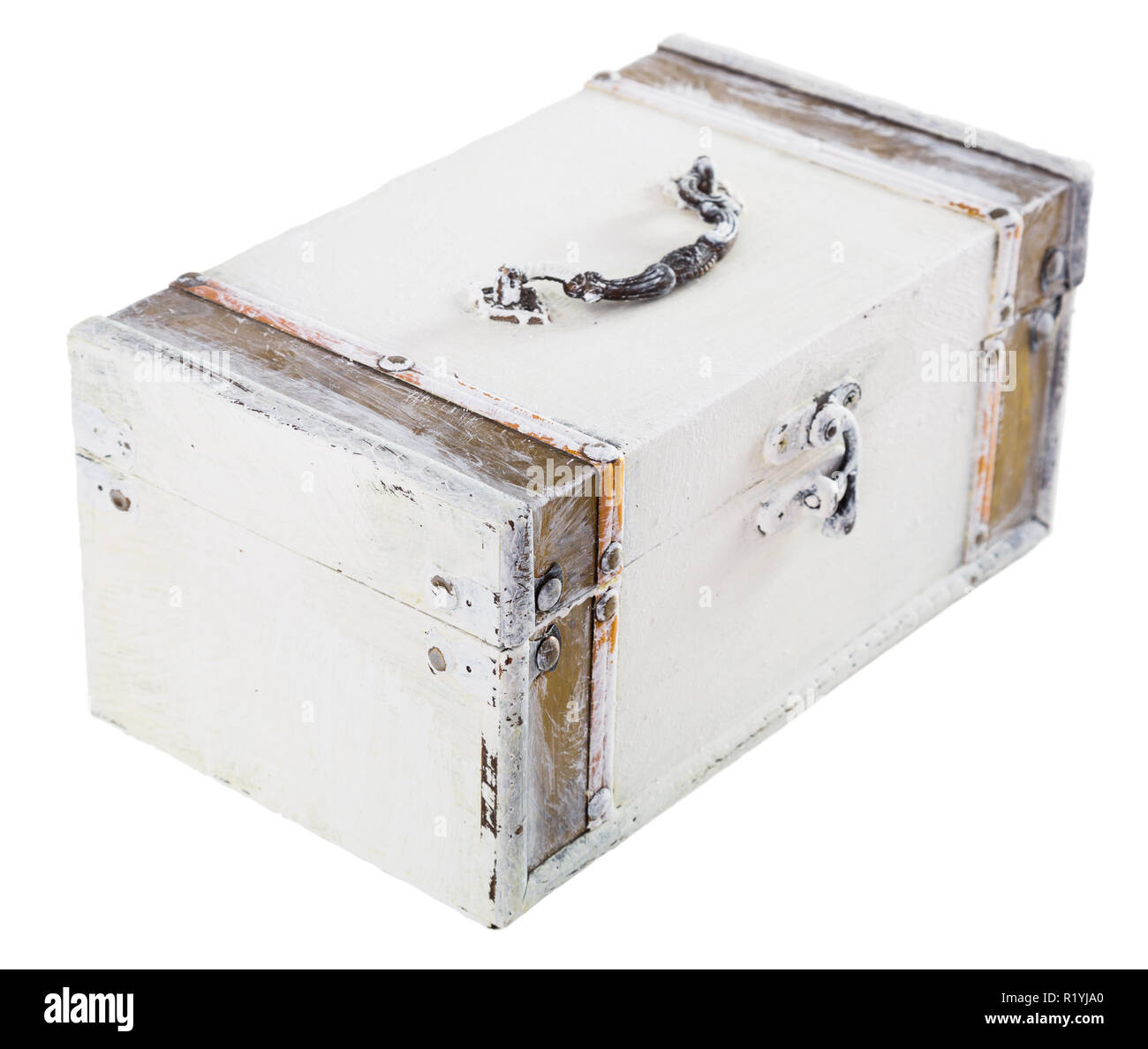 Retro box painted white for decoration and storage Stock Photo - Alamy
