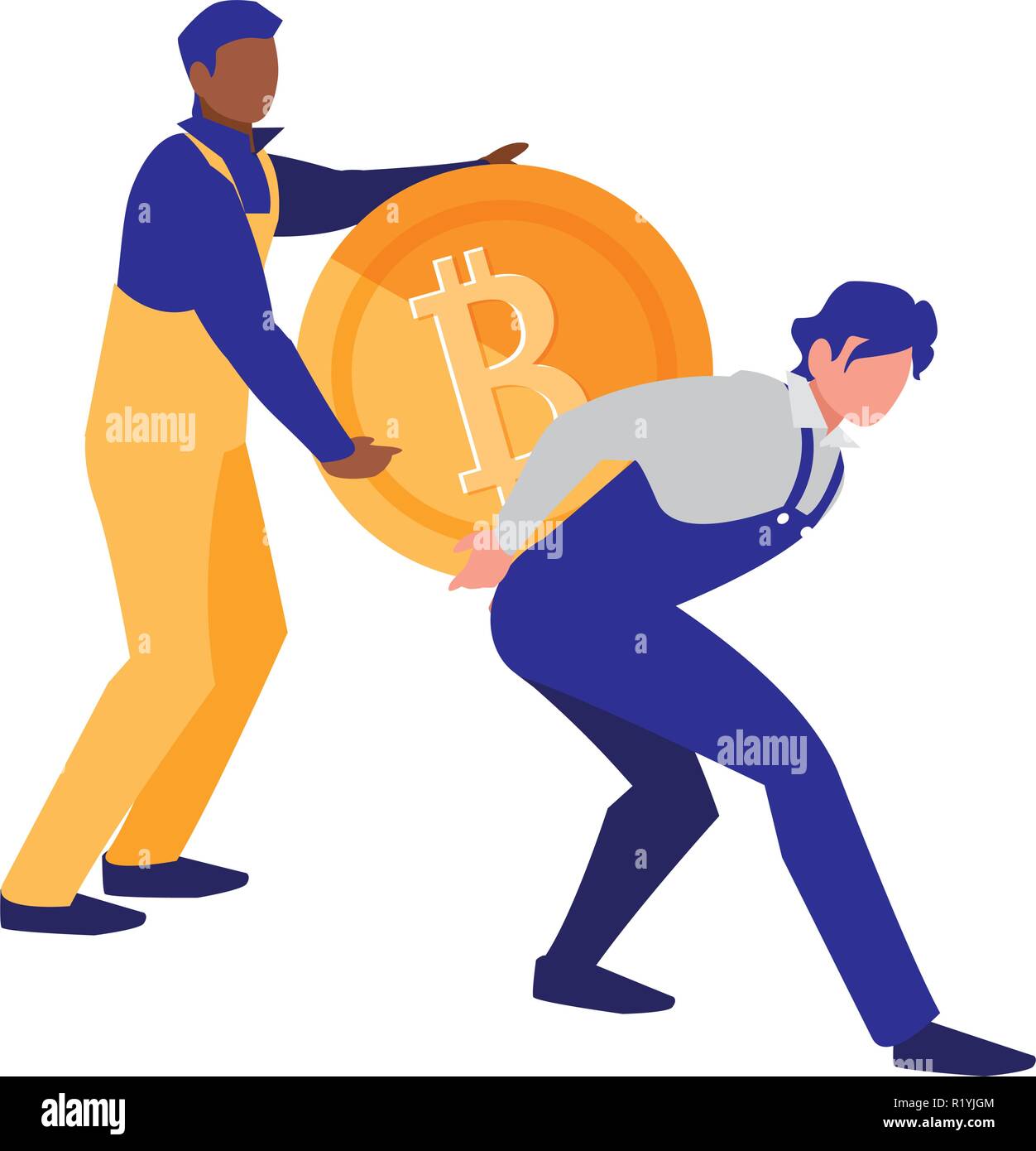 builders bitcoin coin over white background, vector illustration Stock ...