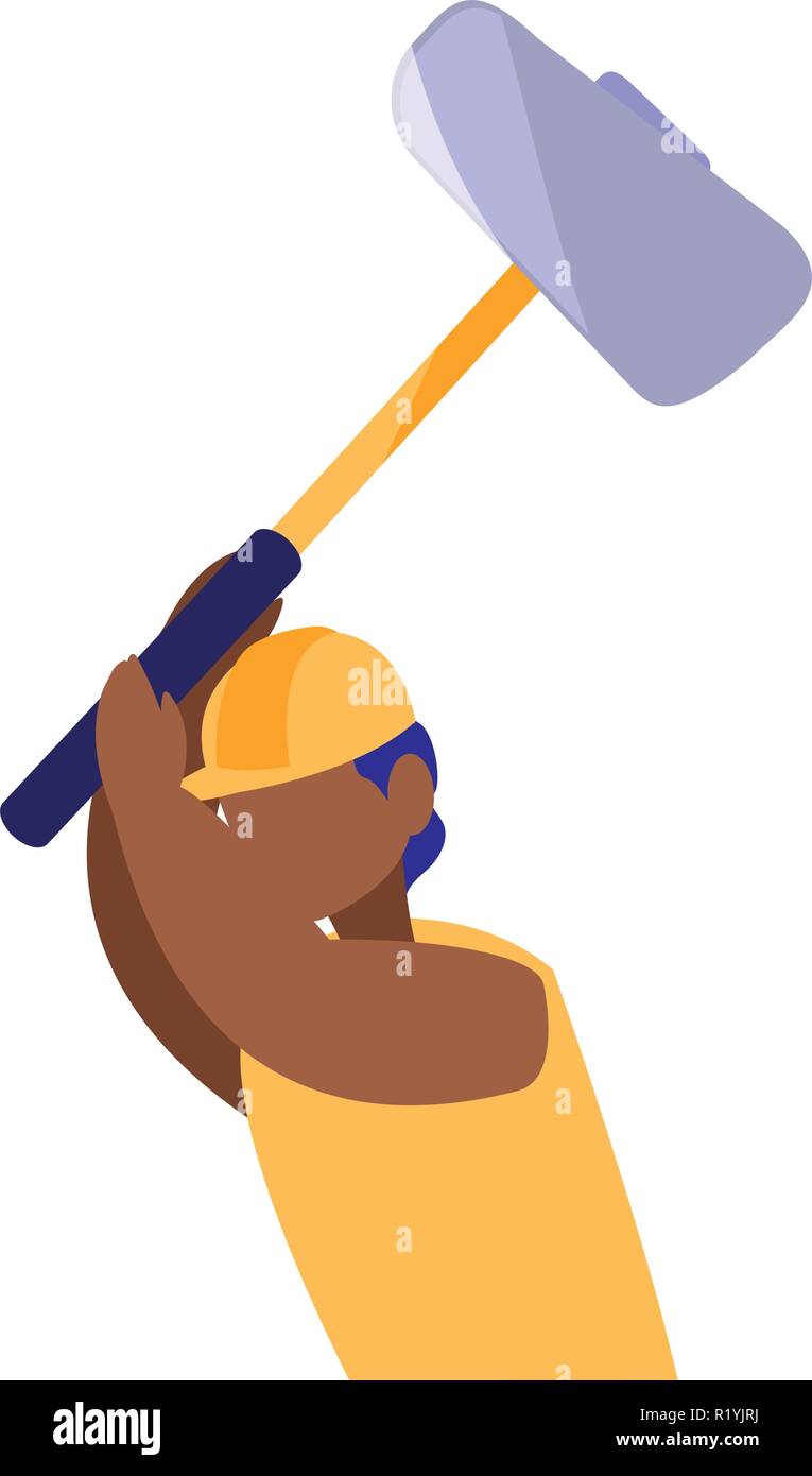 avatar builder with a hammer over white background, vector illustration ...