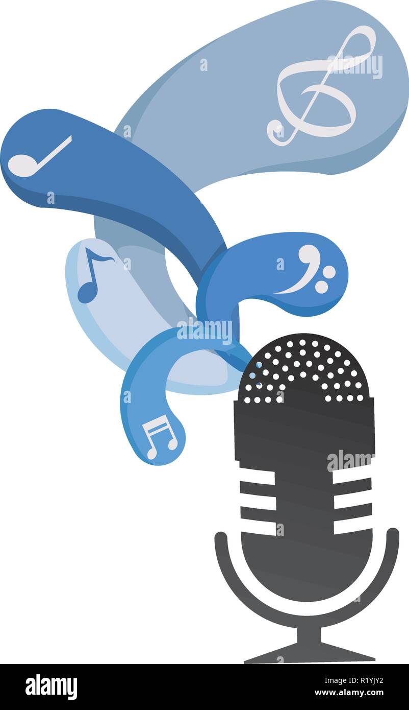 microphone sound with music notes vector illustration design Stock ...
