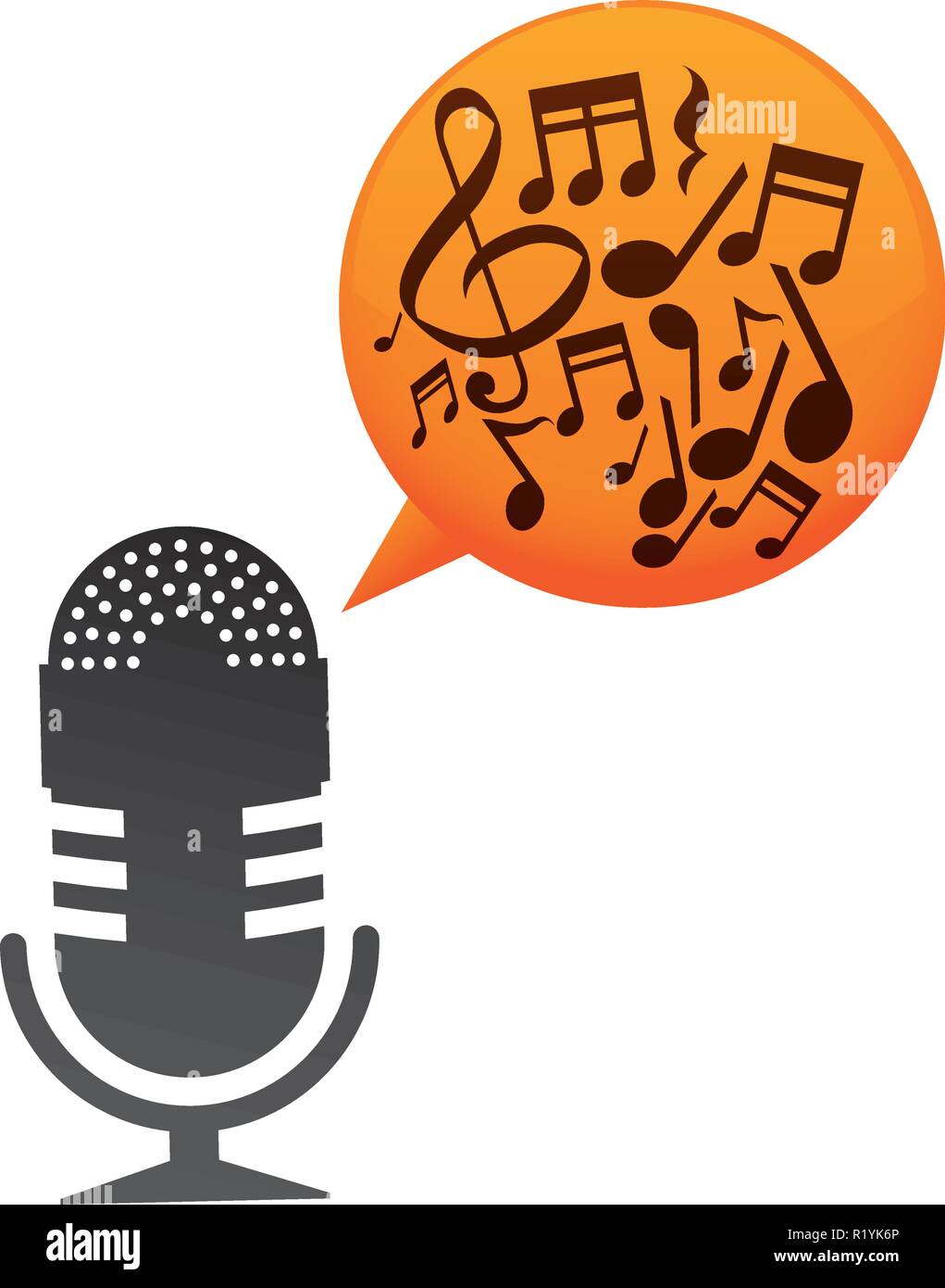 microphone sound with music notes vector illustration design Stock ...