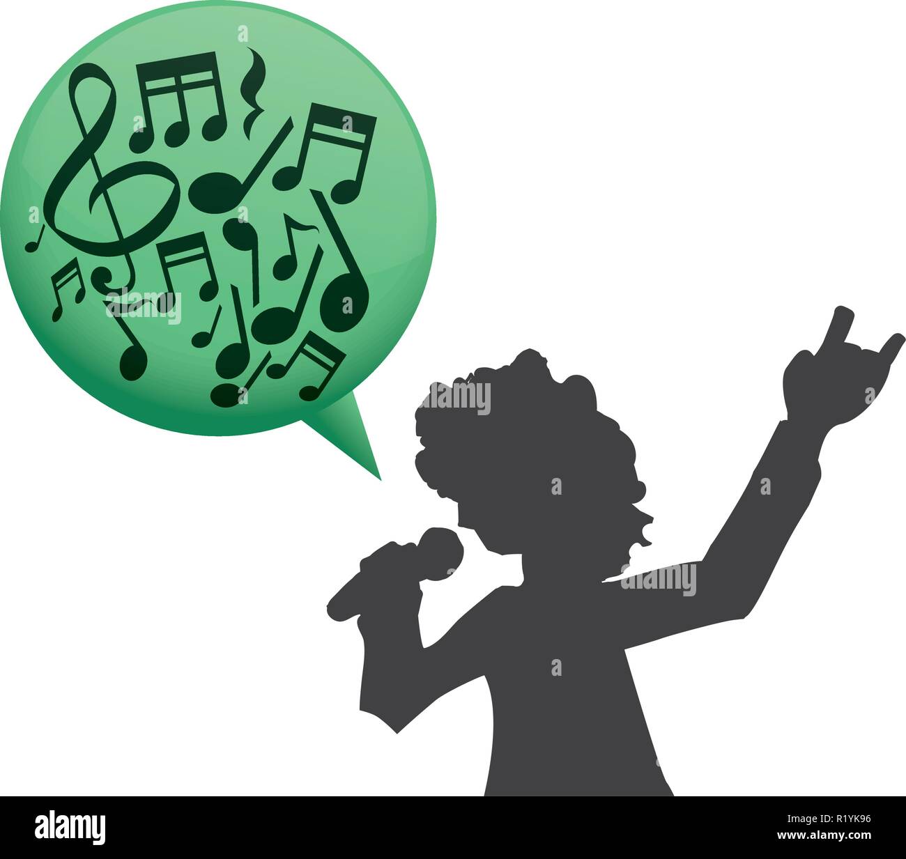 rock and roll singer with microphone and notes vector illustration ...
