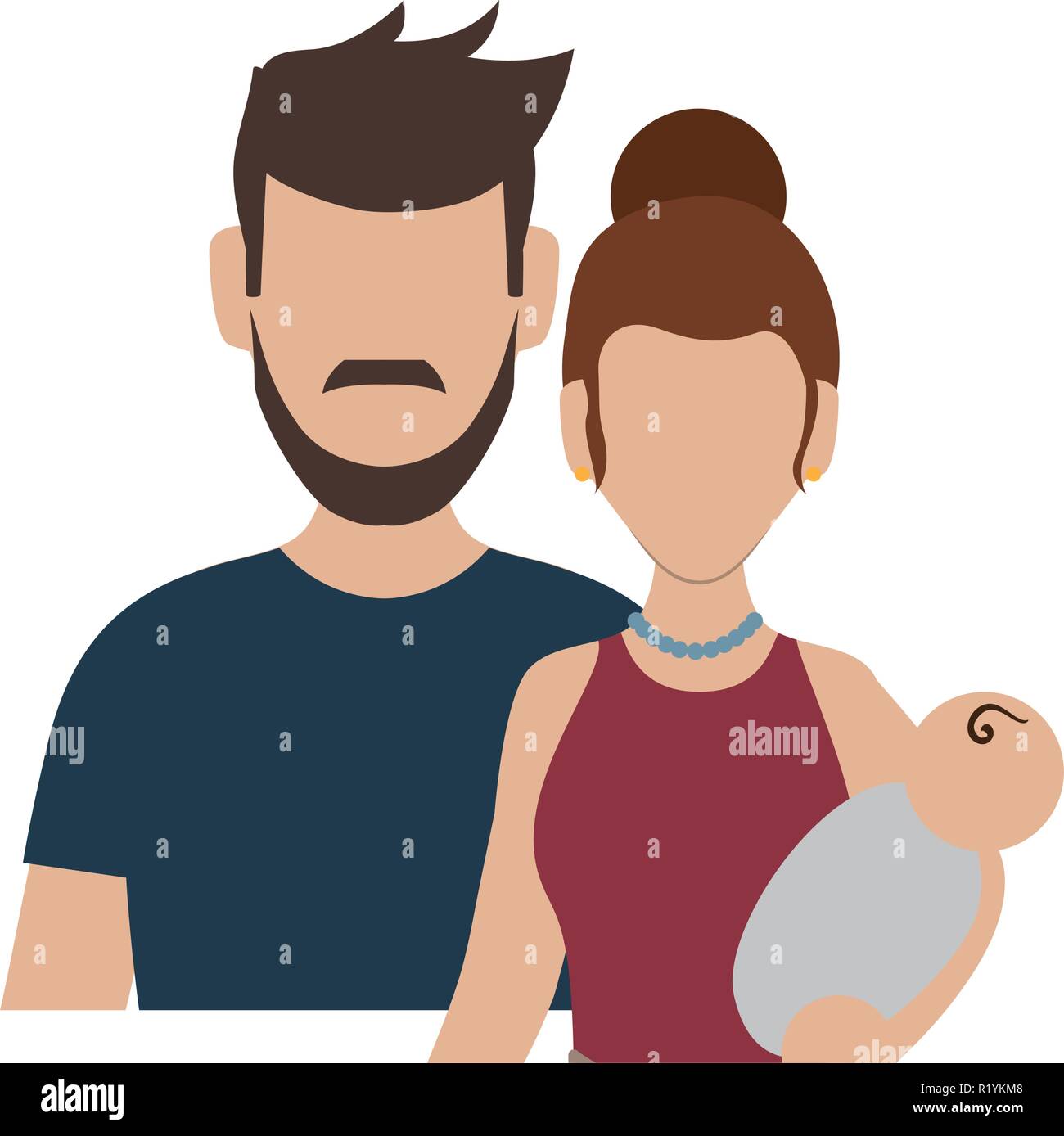 parents couple with baby avatars characters vector illustration desing ...