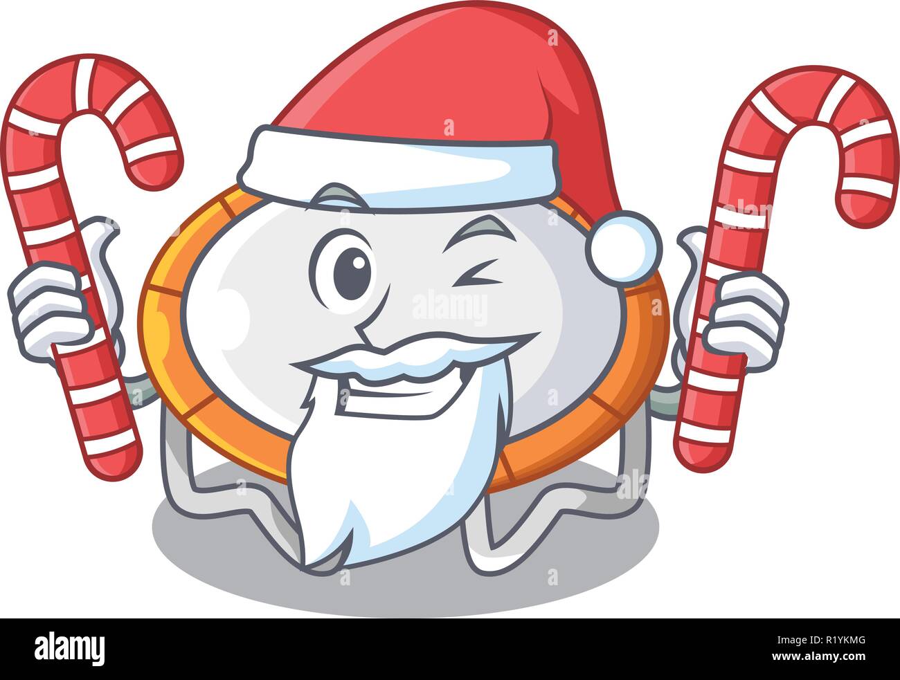 Santa with candy isolate on trampoline transparent shape mascot Stock ...