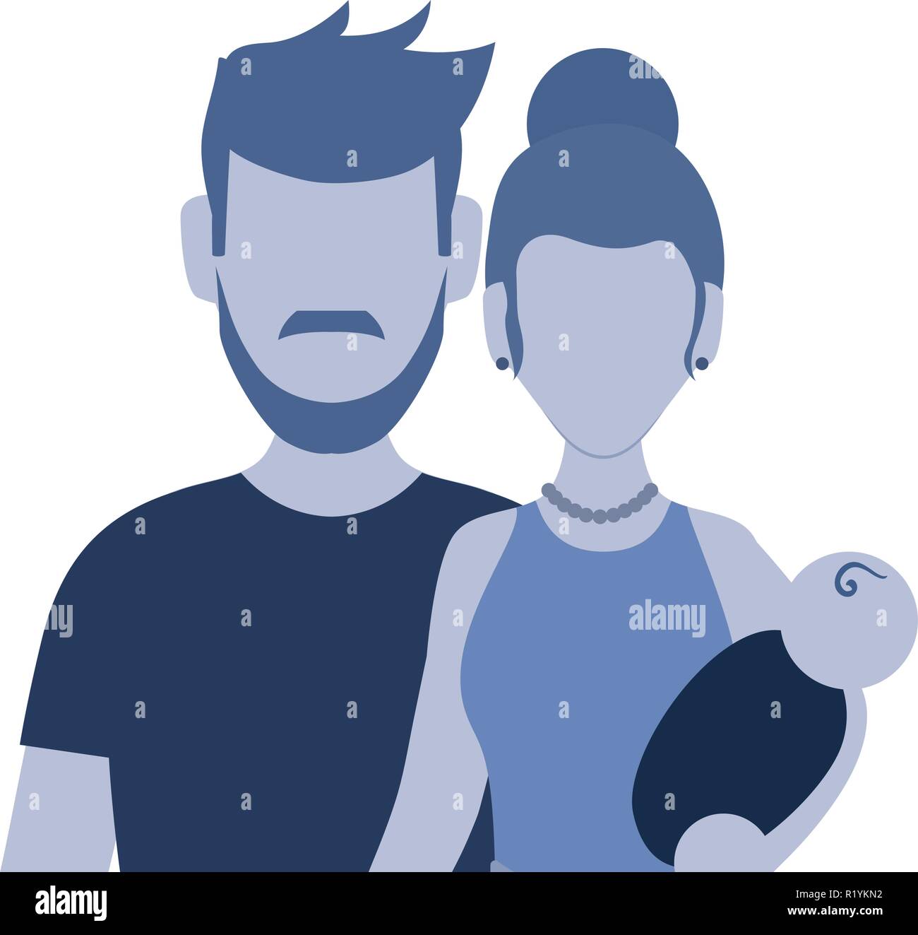 parents couple with baby avatars characters vector illustration desing ...