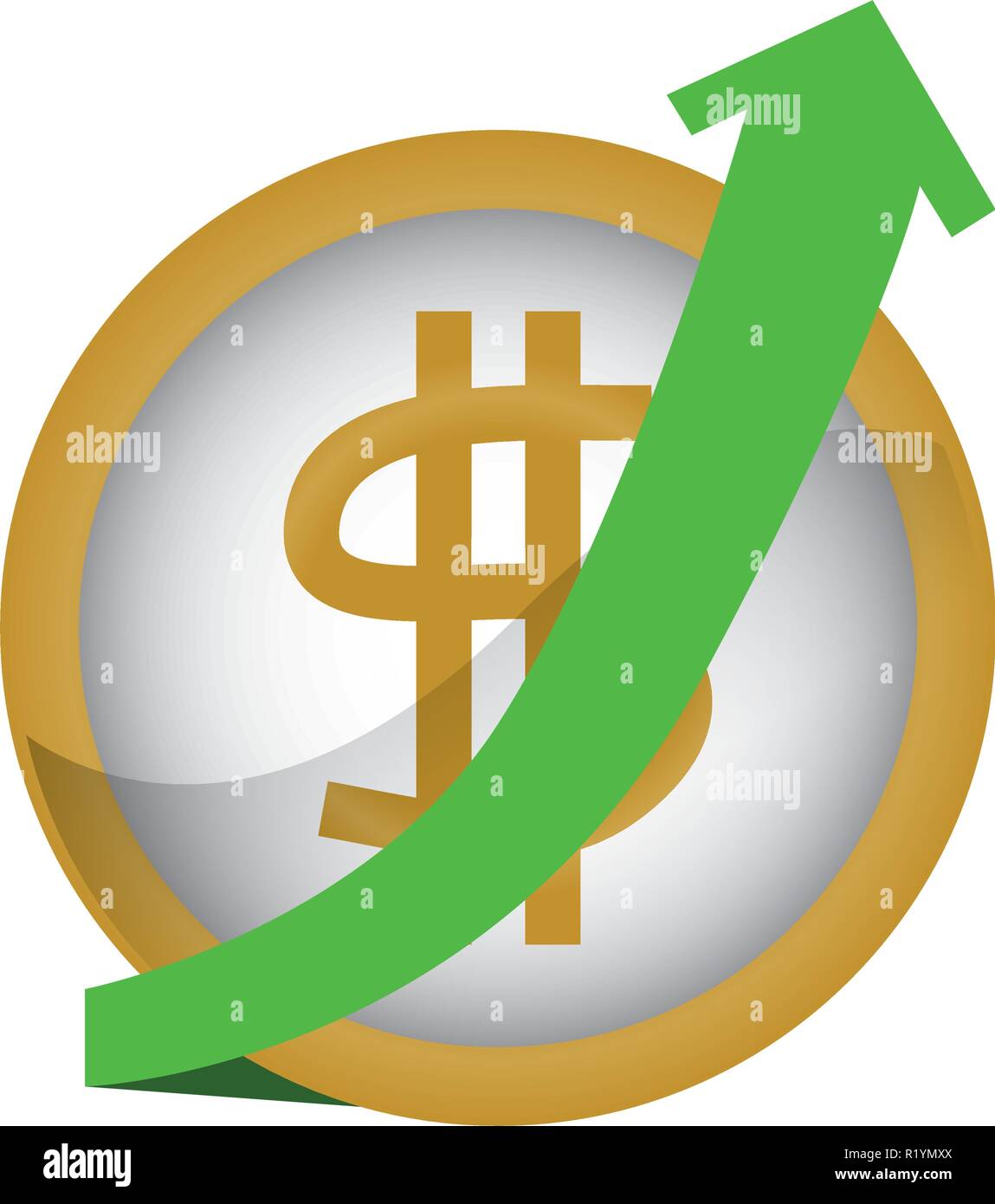 coin and arrow with dollar symbol vector illustration design Stock ...