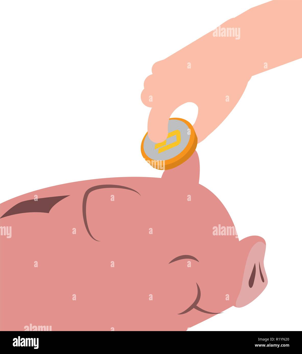 hand saving in piggy with dash vector illustration design Stock Vector ...