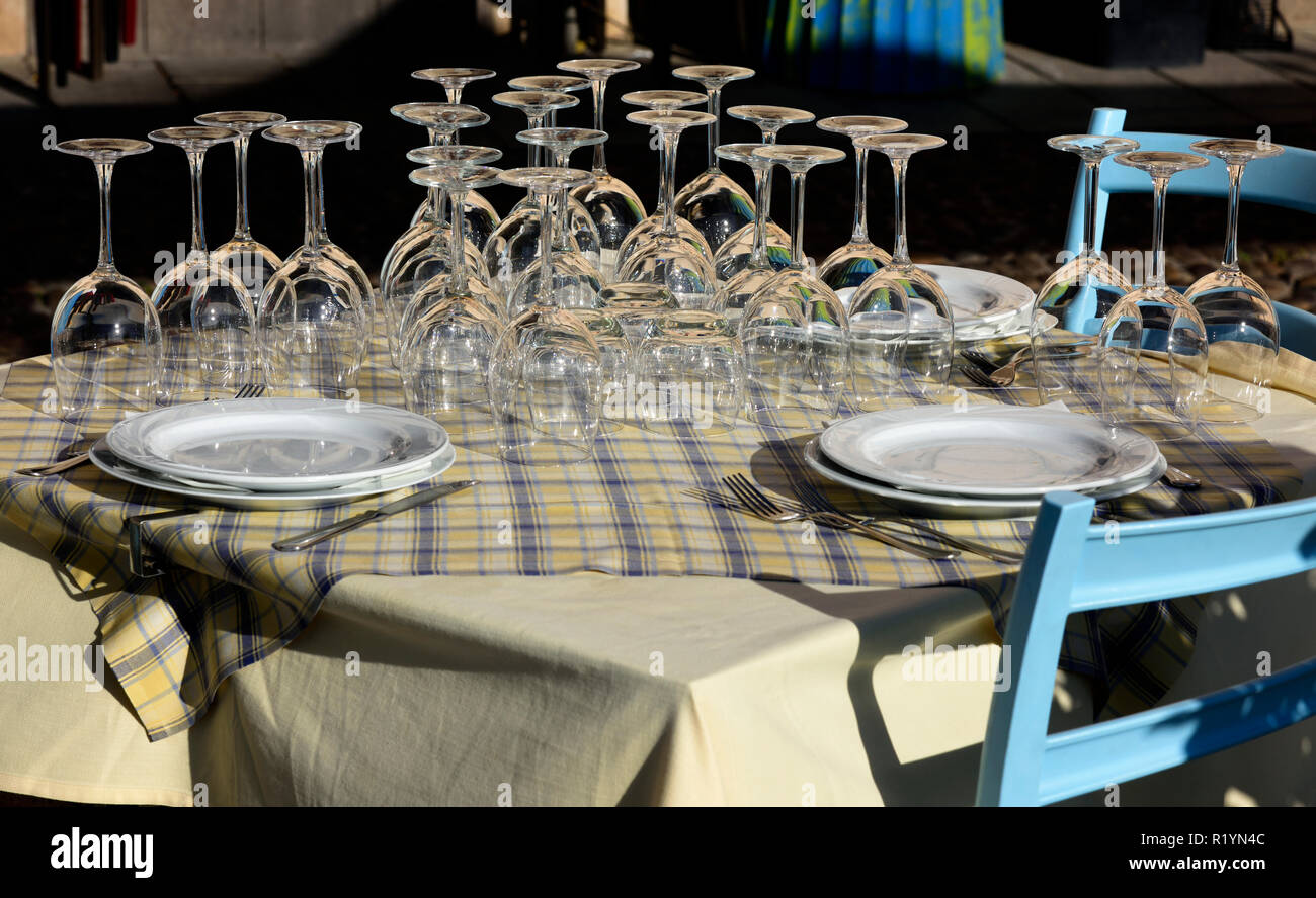 tables laid for lunch Stock Photo - Alamy