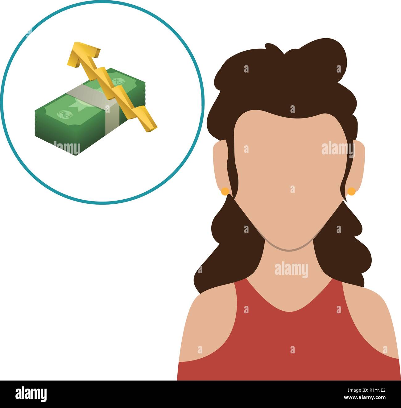 beautiful woman thinking in money vector illustration design Stock ...