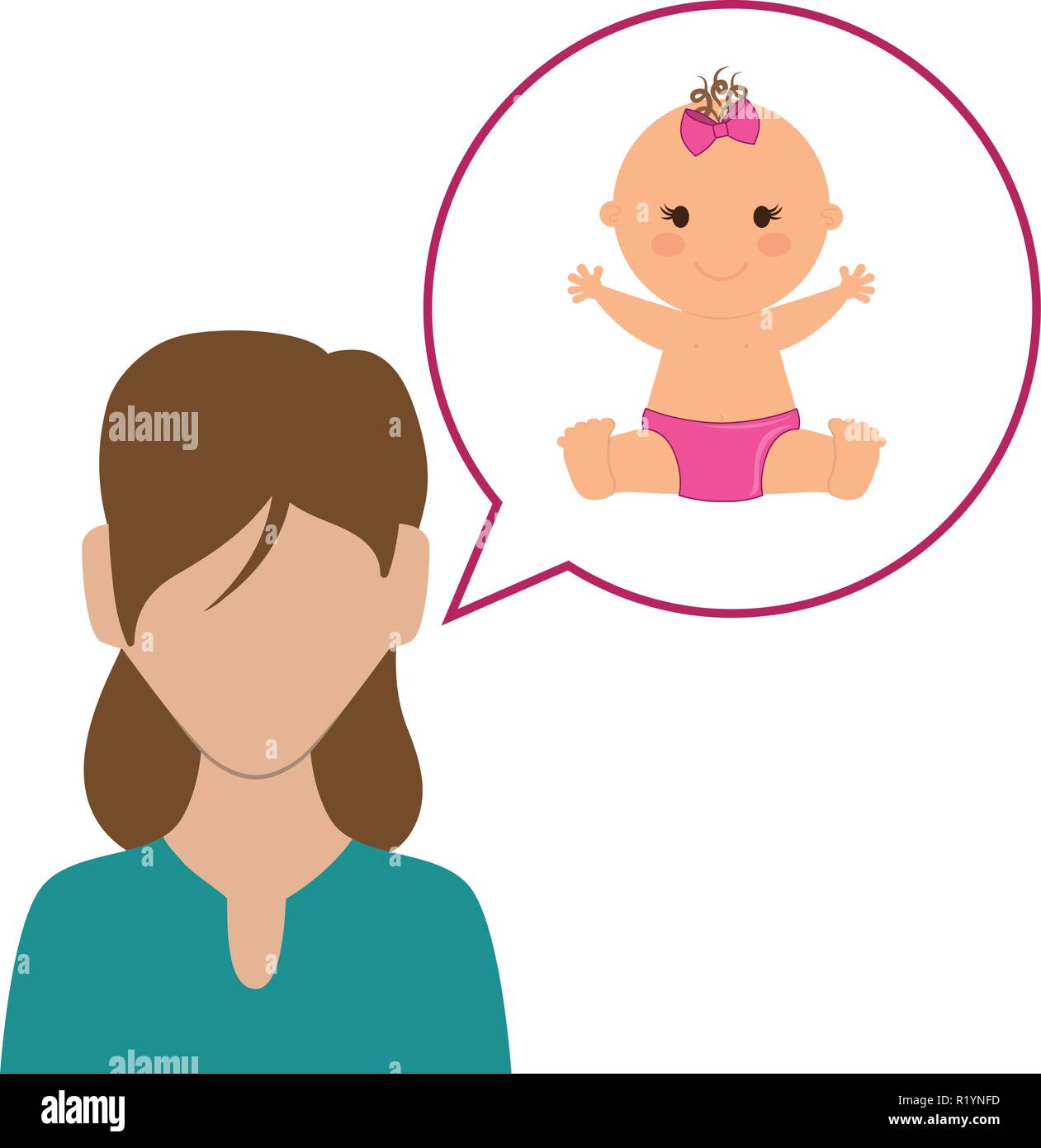 beautiful woman thinking in baby vector illustration design Stock ...