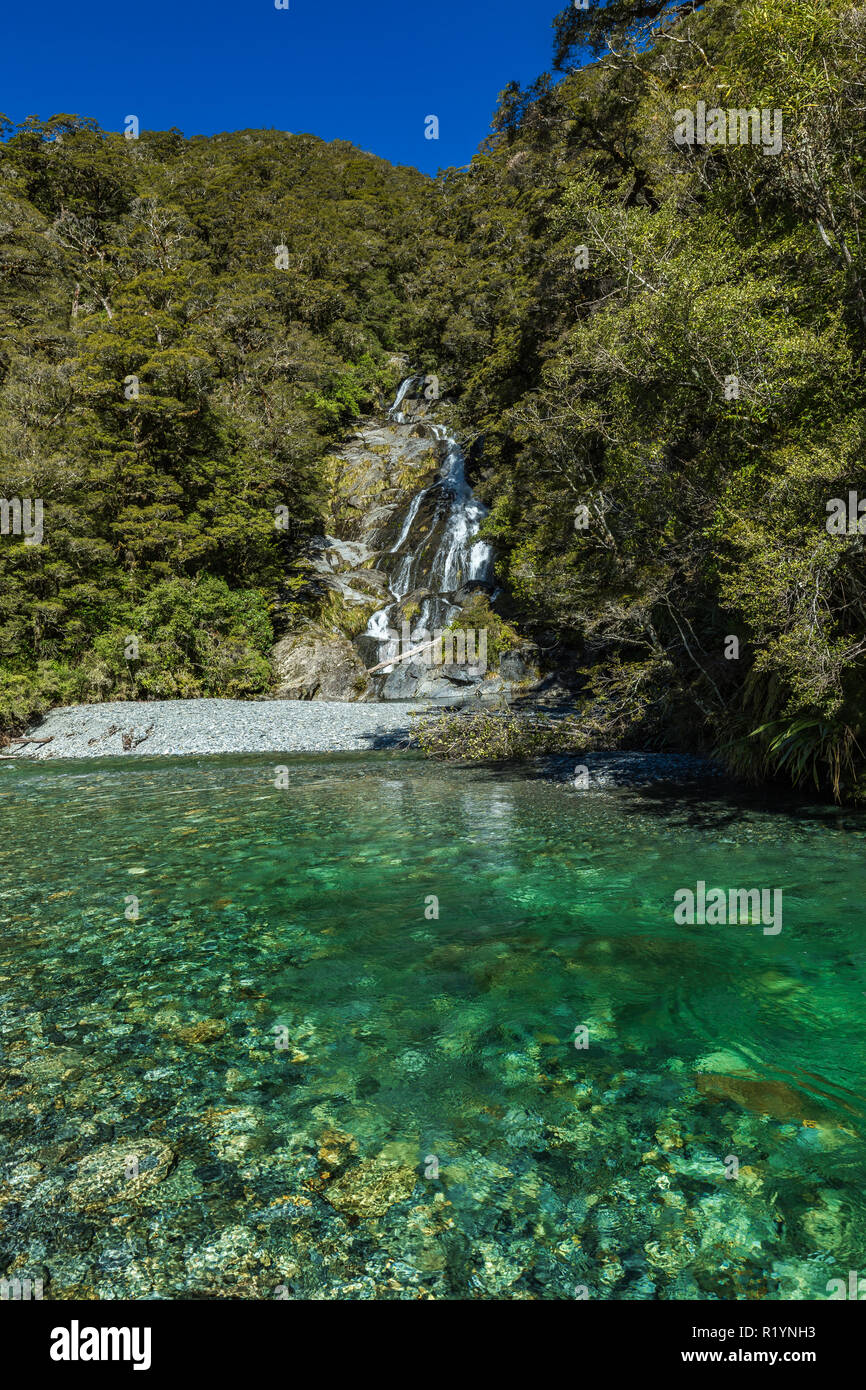 Fantail Falls, Haast Pass, Mt Aspiring National Park, New Zealand ...