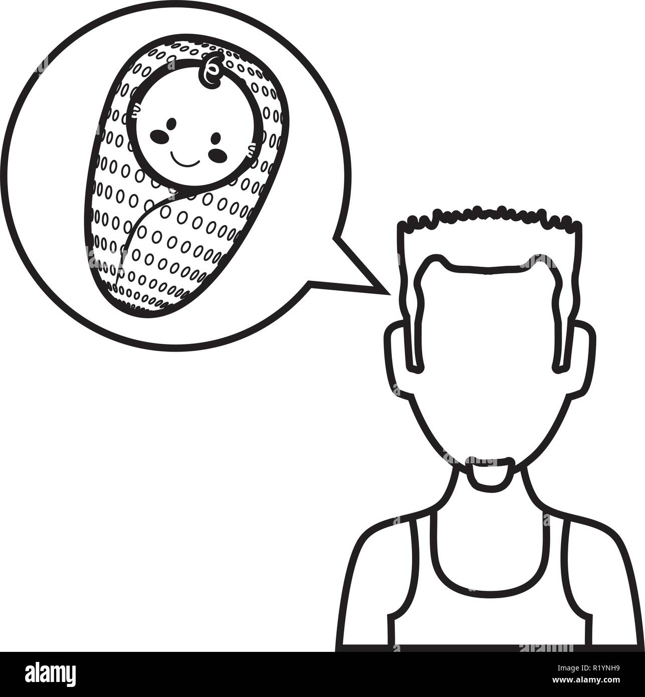 young man thinking in baby vector illustration design Stock Vector ...