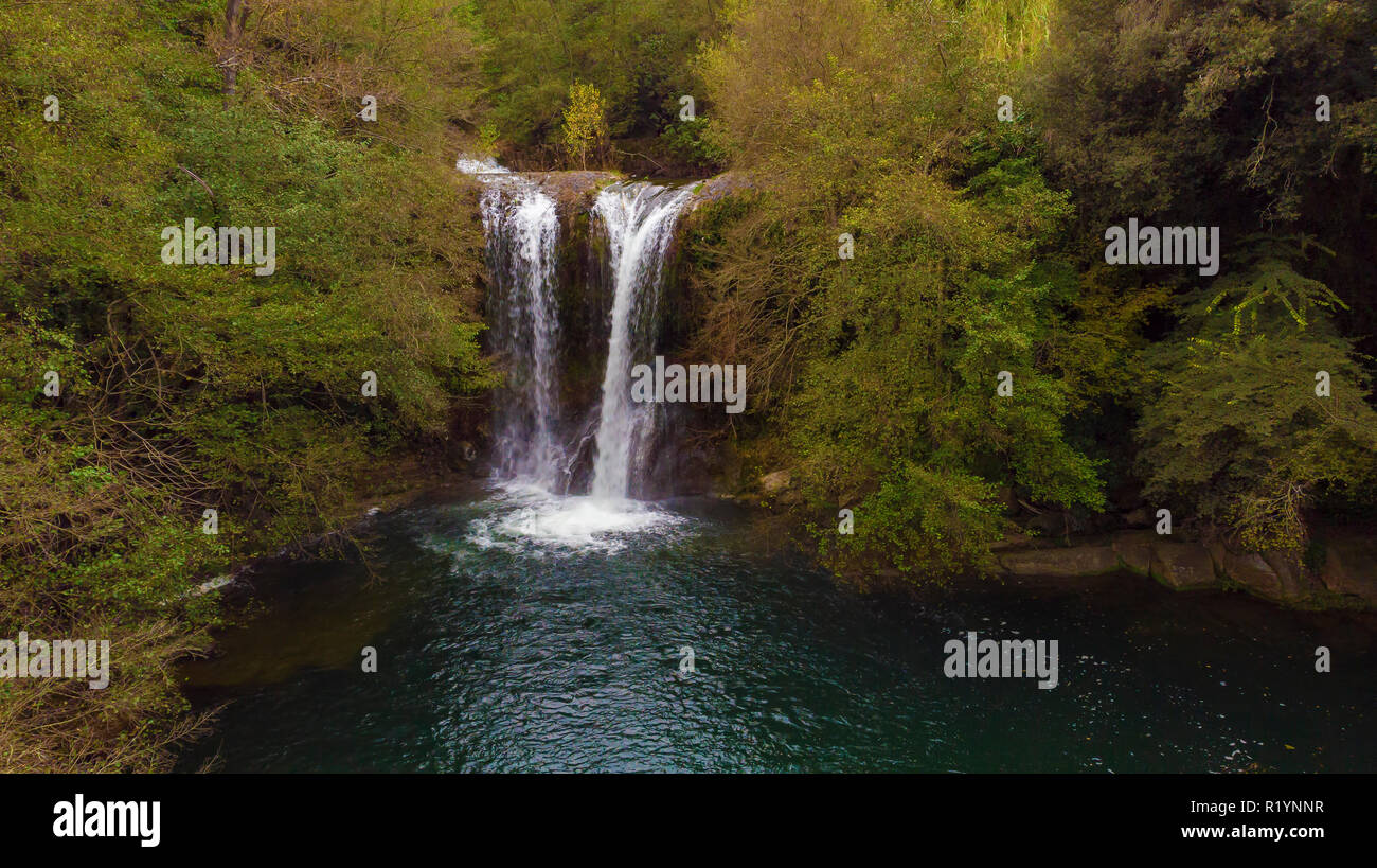 Beautiful big spanish waterfall Stock Photo - Alamy