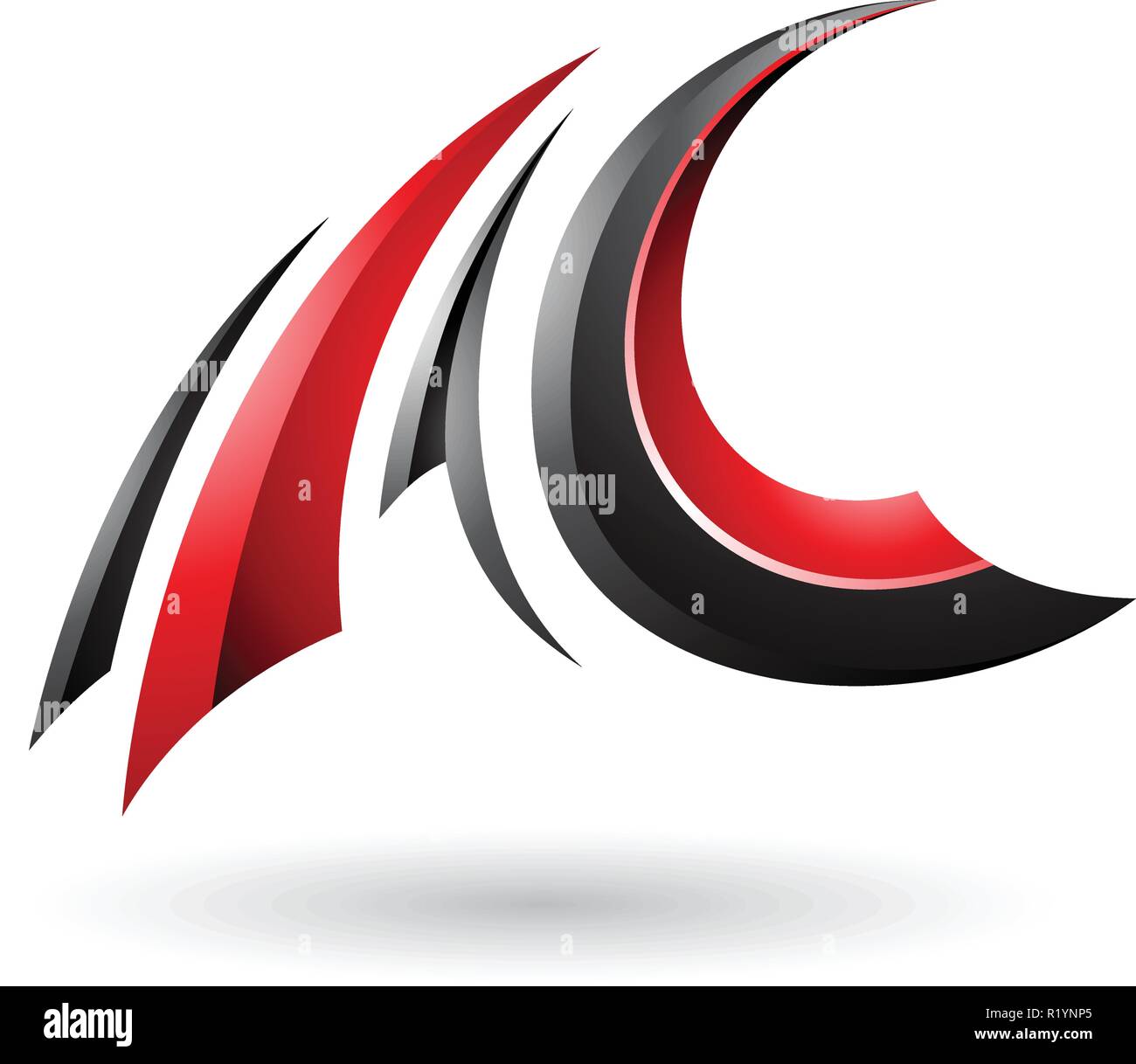 Vector Illustration of Black and Red Glossy Flying Letter A and C ...