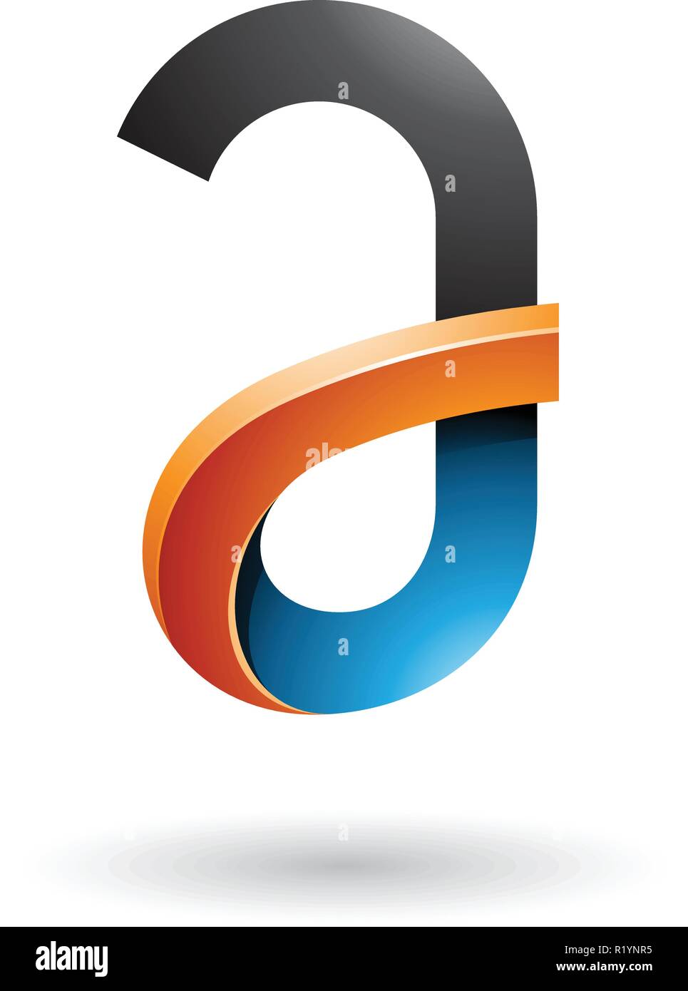 Vector Illustration of Black Blue and Orange Bold Curvy Letter A ...