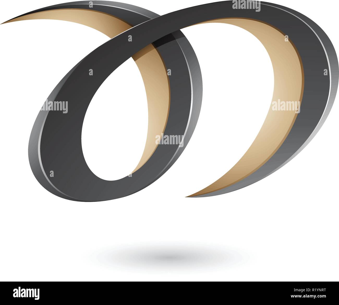 Vector Illustration of Black and Beige Curvy Letter A and D isolated on ...