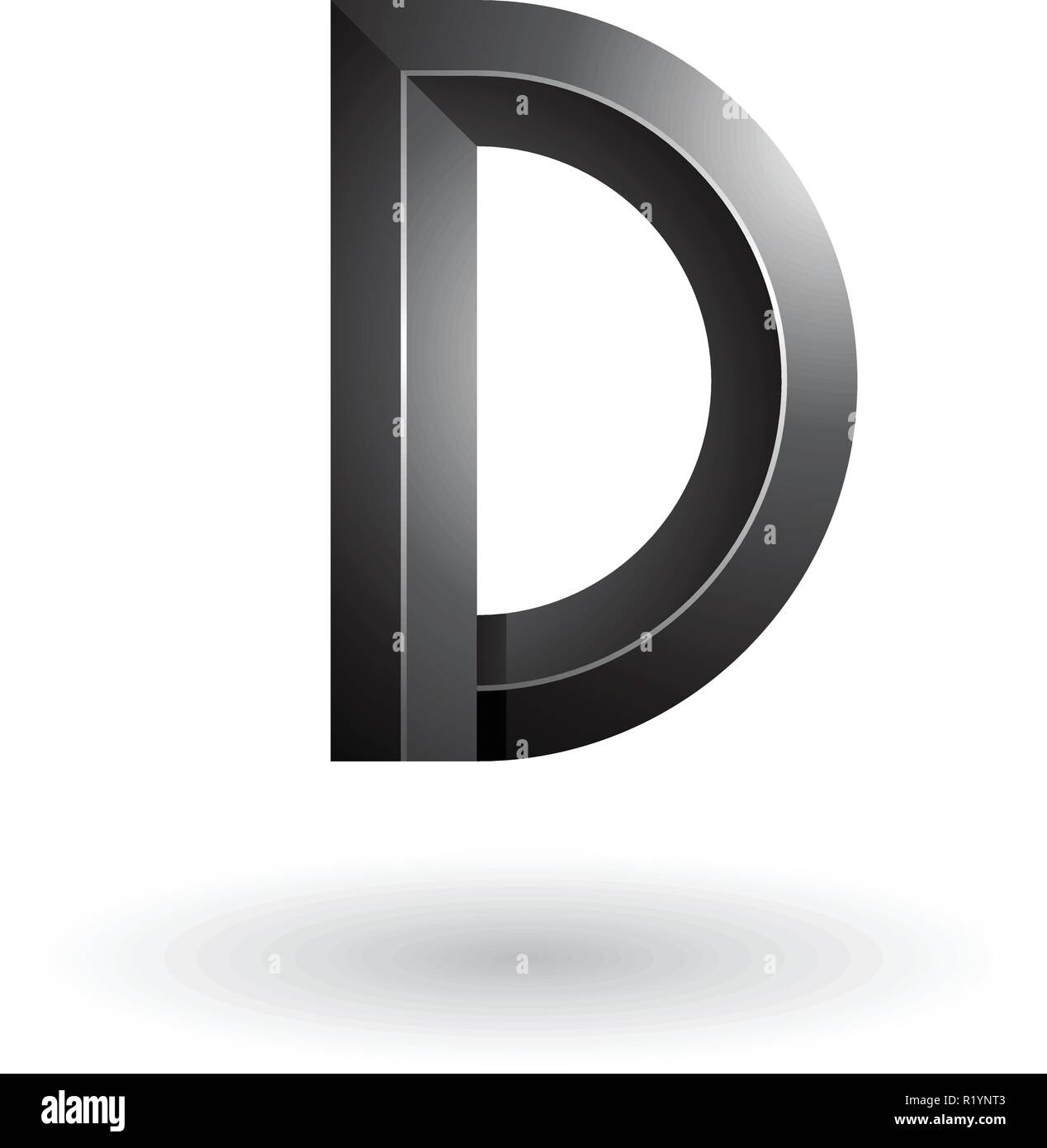 Vector Illustration of Black Glossy and Bold 3d Geometrical Letter D ...