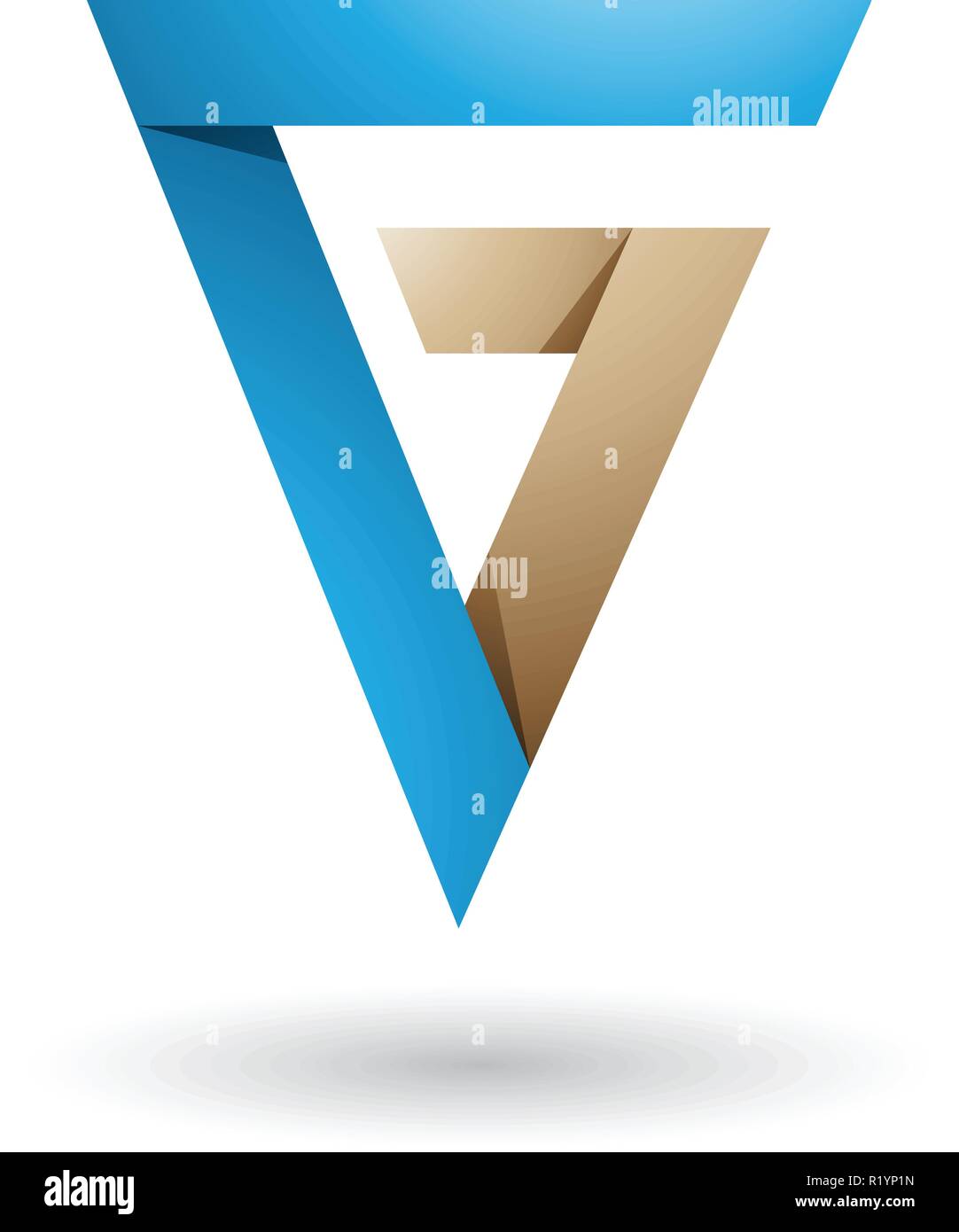 Vector Illustration of Blue and Beige Folded Triangle Letter G isolated ...