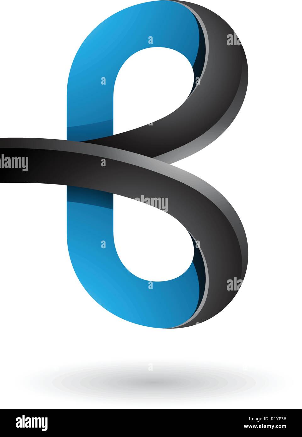 Vector Illustration of Blue and Black Bold Curvy Letter B isolated on a ...