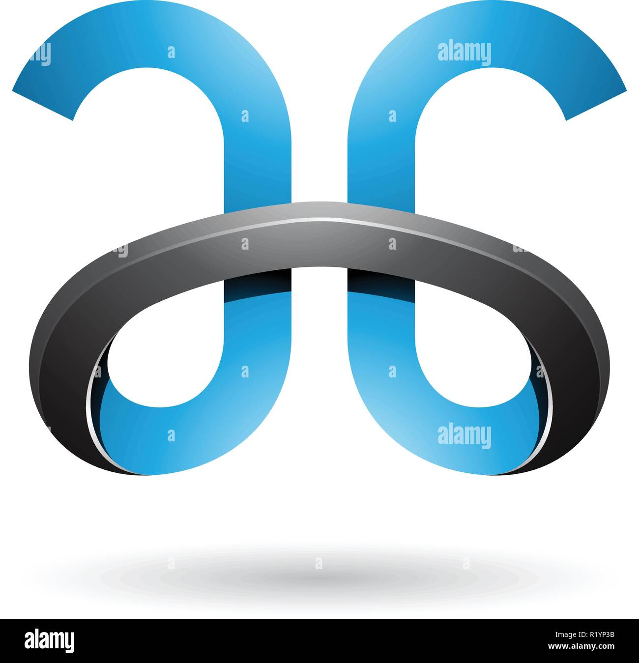 Vector Illustration of Blue and Black Bold Curvy Letters A and G ...