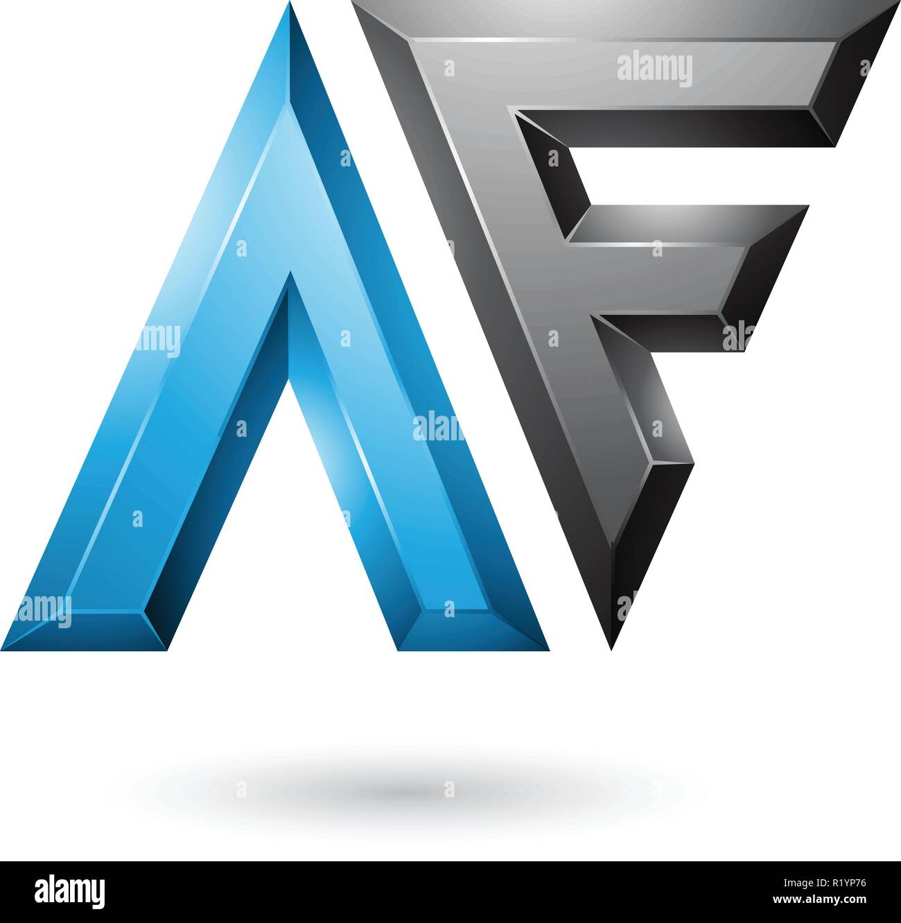 Vector Illustration of Blue and Black Glossy Dual Letters of Letters A ...