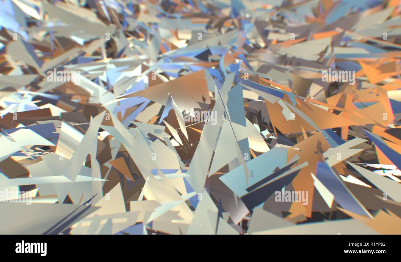 Glitch 3d render, golden modern shattered field texture, random triangles digital illustration ...