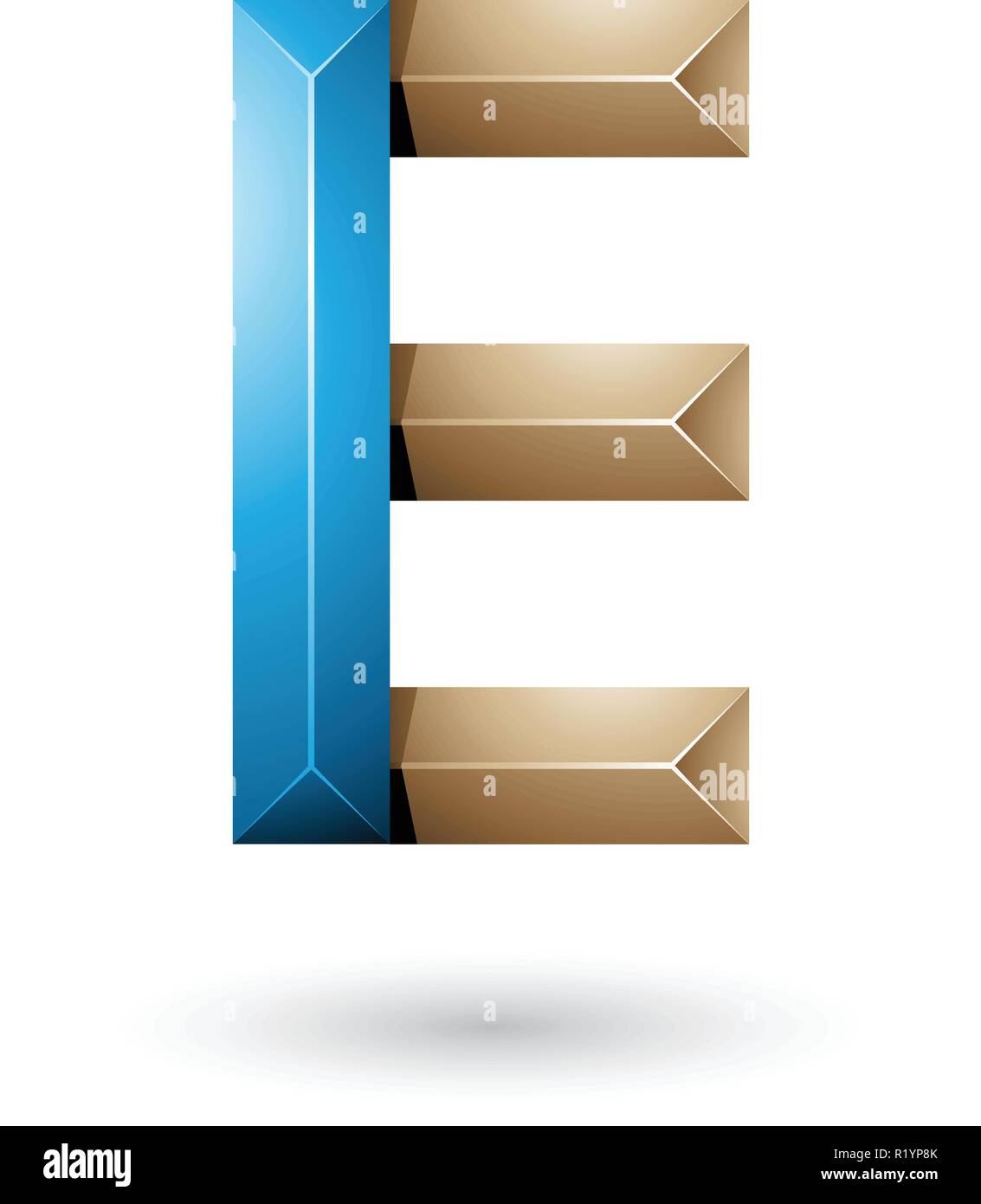 Vector Illustration of Blue and Beige Pyramid Like Geometrical Letter E ...
