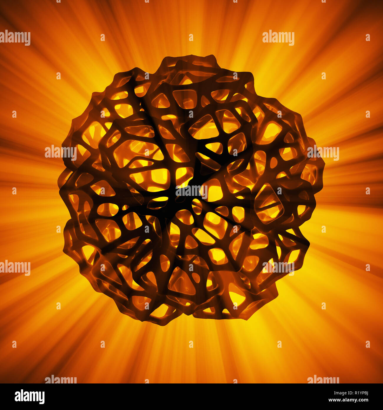 Abstract 3d rendering concept of high poly sphere with chaotic mesh ...