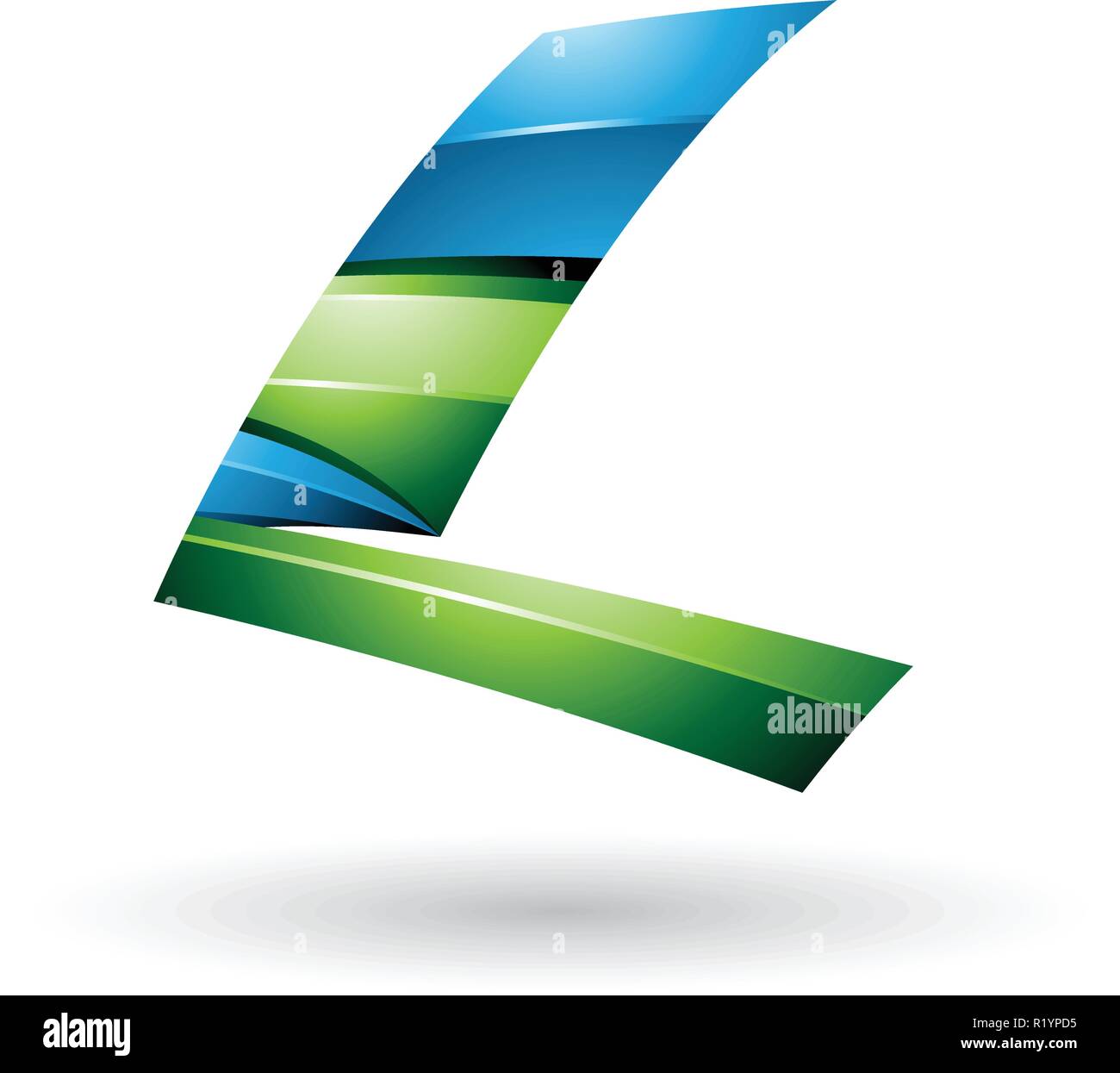 Vector Illustration of Blue and Green Dynamic Glossy Flying Letter L ...