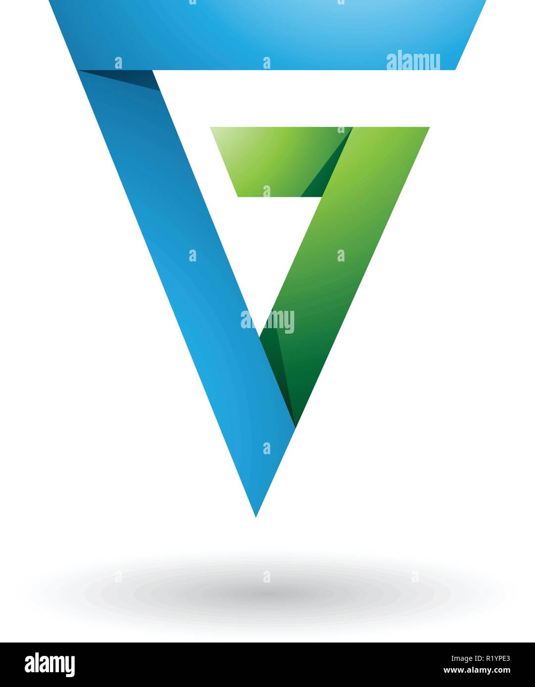 Vector Illustration of Blue and Green Folded Triangle Letter G isolated ...