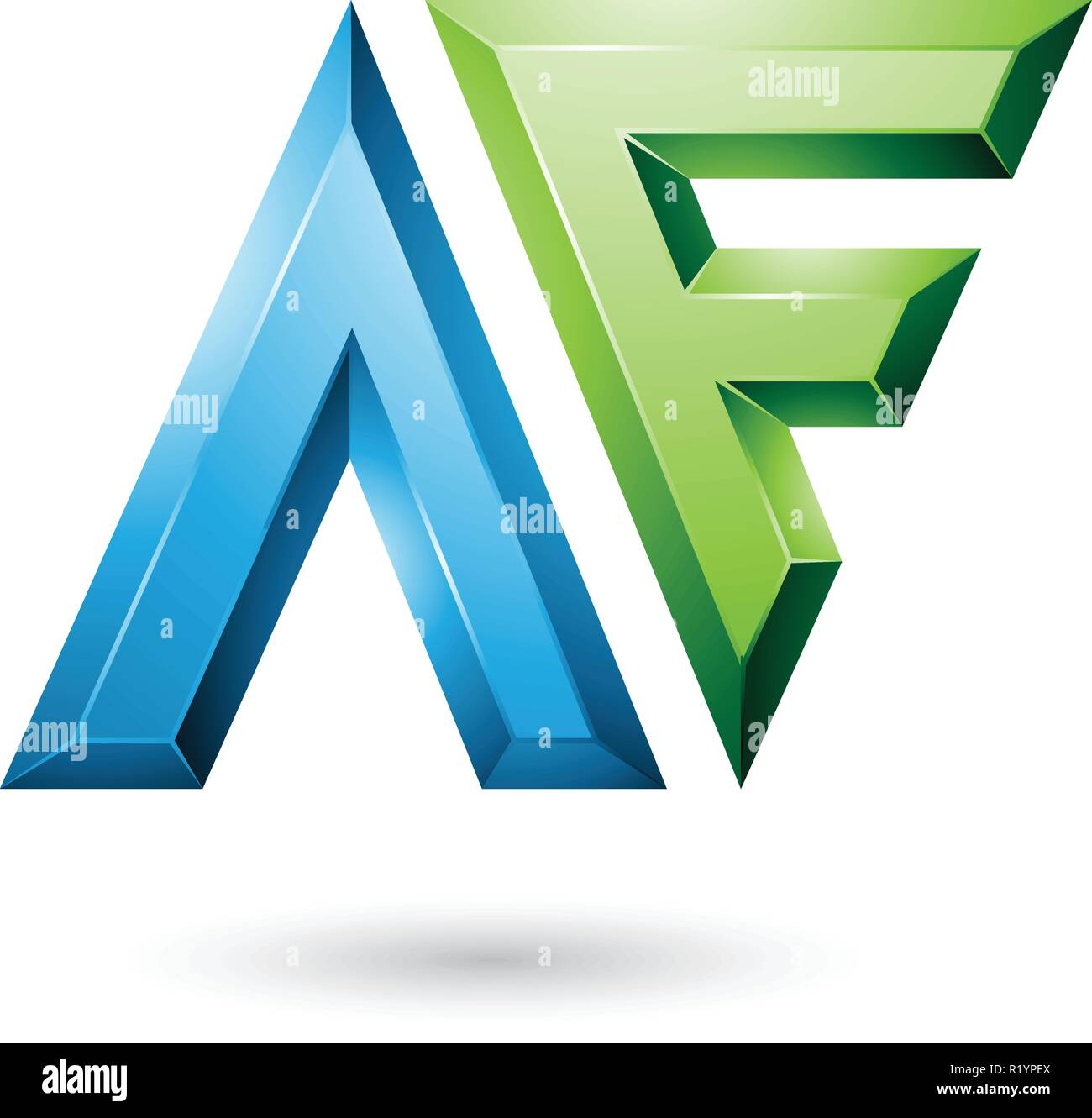Vector Illustration of Blue and Green Glossy Dual Letters of Letters A ...