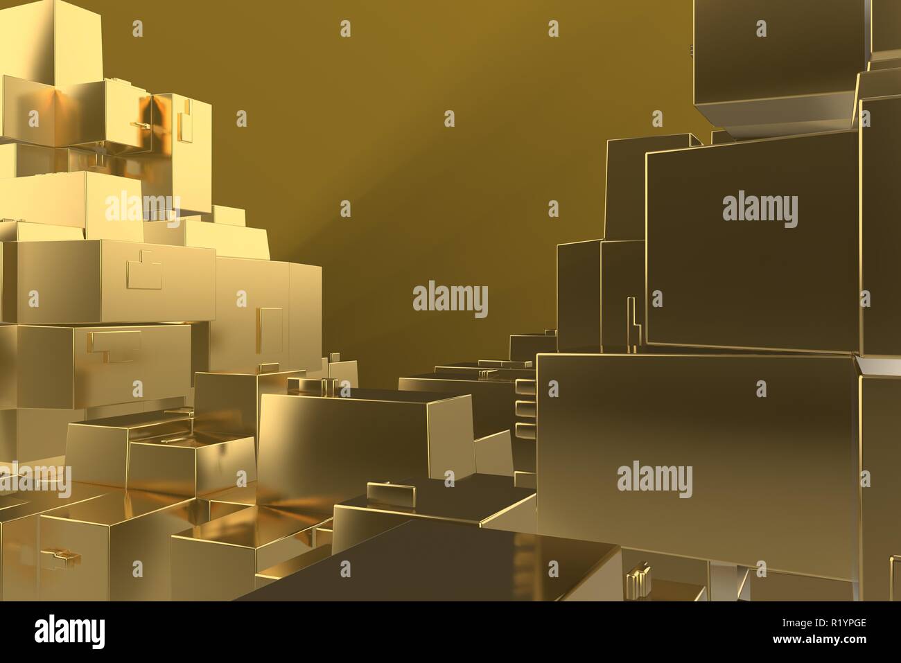 Wealth rich concept idea Golden city at sunset rays Abstract space ...