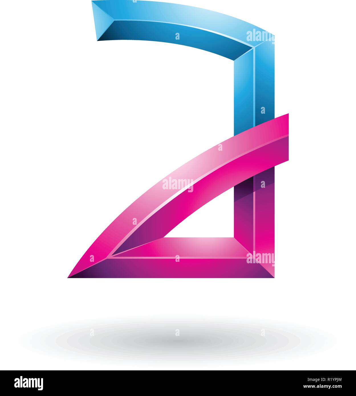 Vector Illustration of Blue and Magenta Embossed Letter A with Bended ...